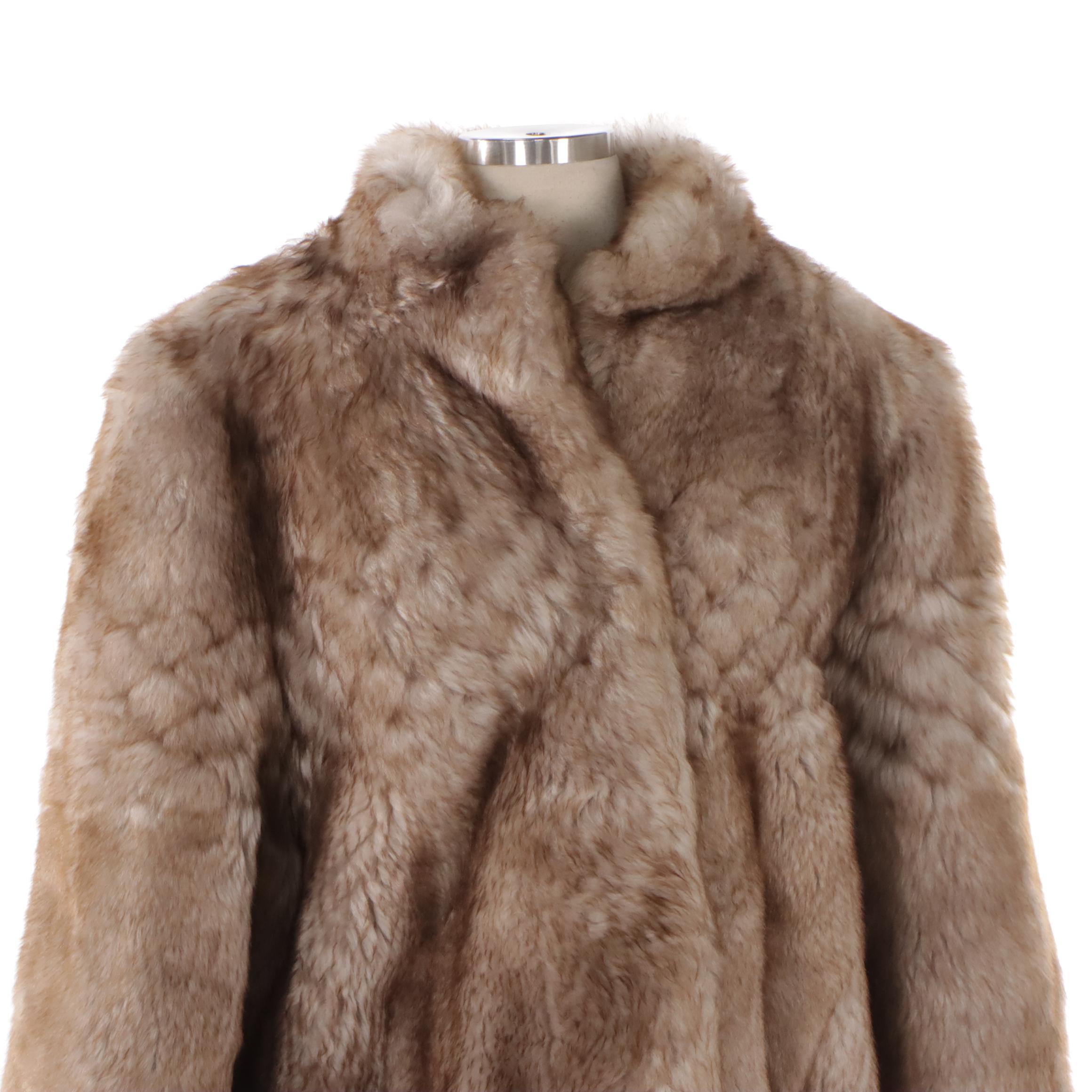 Italian Shearling Fur Coat with Diamond Cut Detail | Everything But The ...
