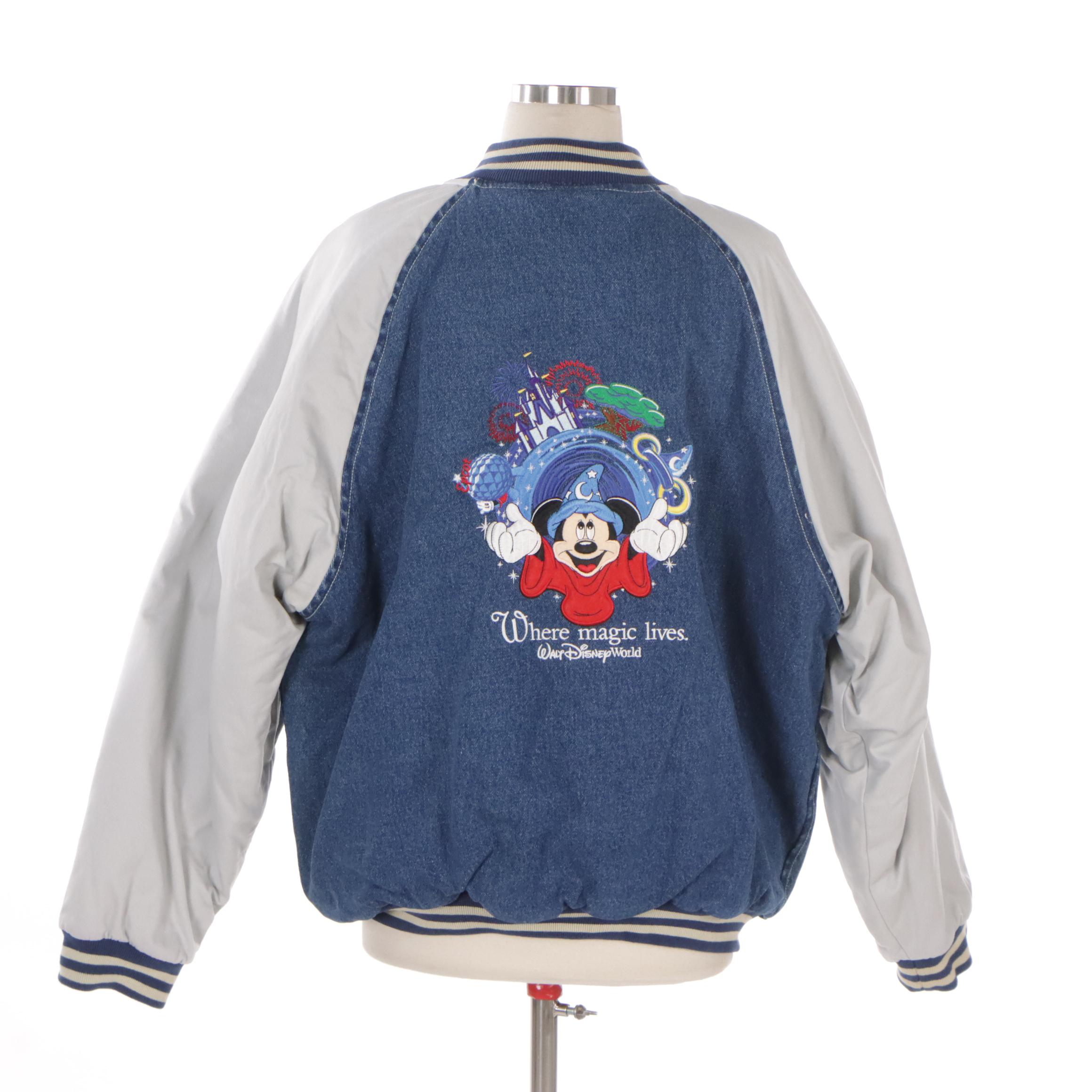 Walt Disney World Embroidered Mickey Mouse Varsity Jacket in Denim | EBTH