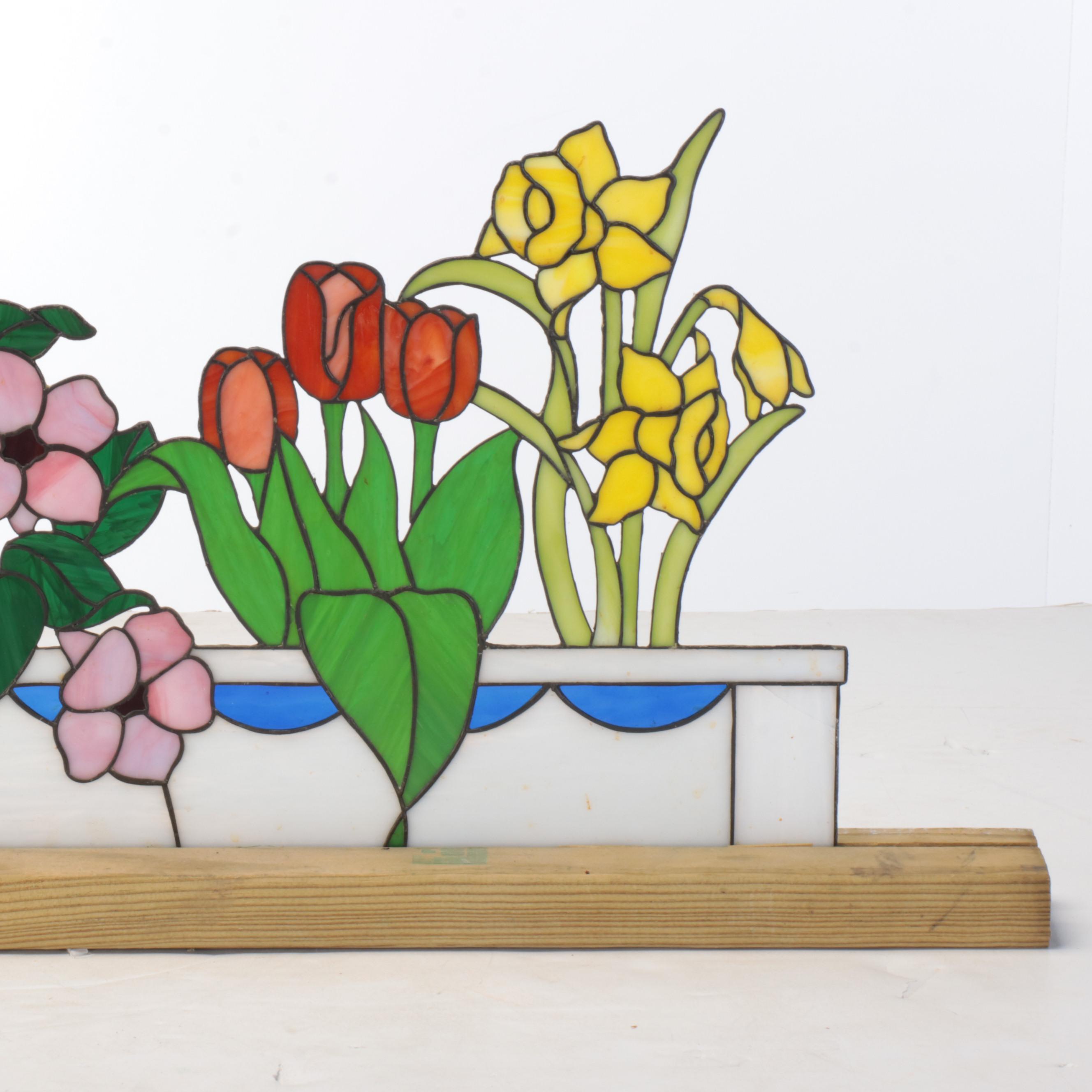 Stained Glass Flowers In Box Planter Sculpture | EBTH