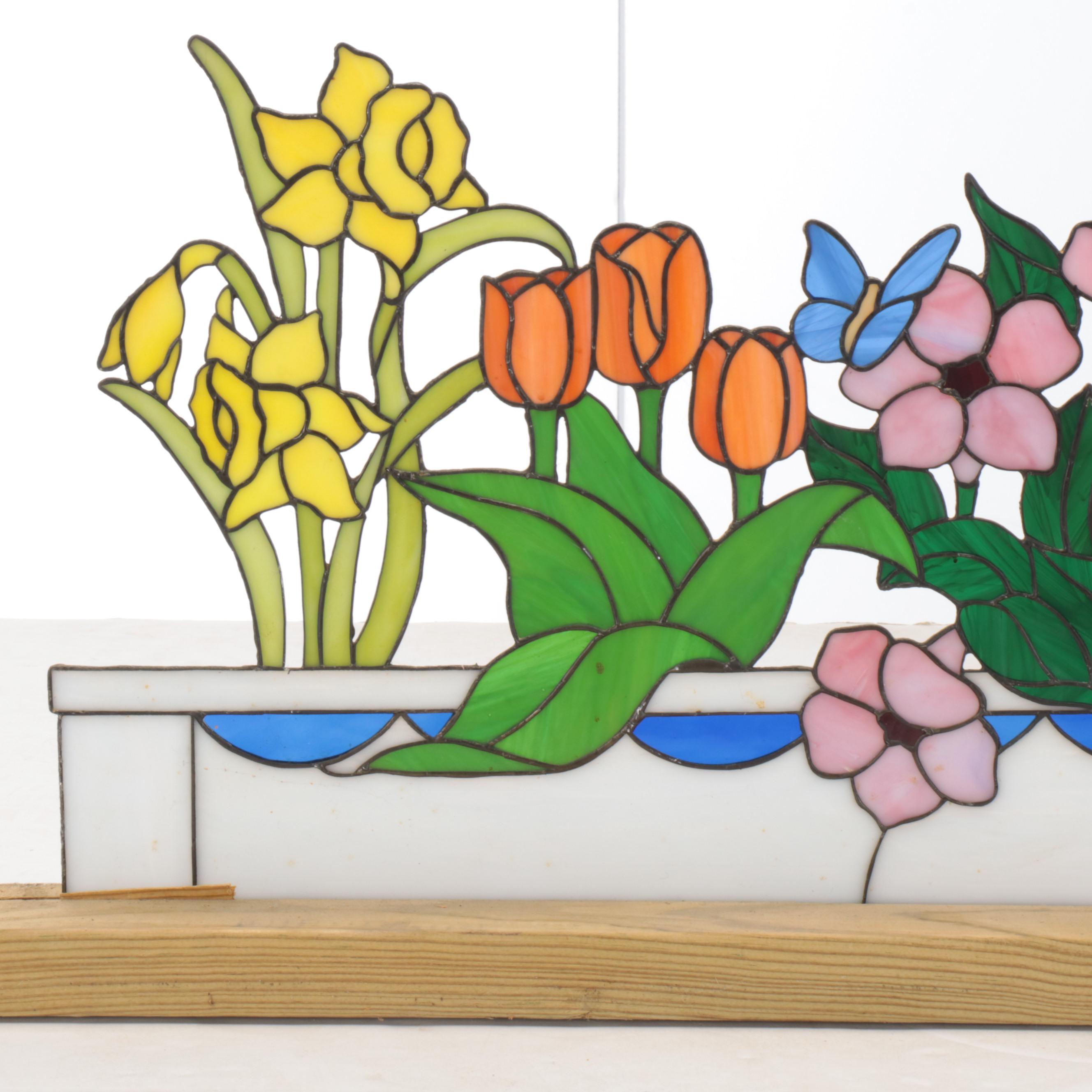 Stained Glass Flowers In Box Planter Sculpture | Everything But The House