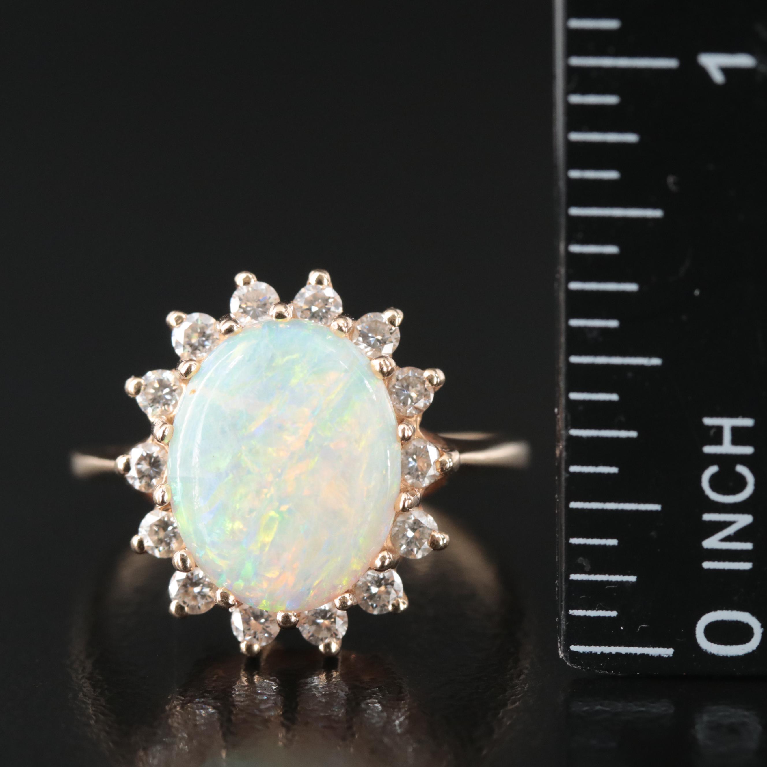 14K Opal and Diamond Ring | EBTH