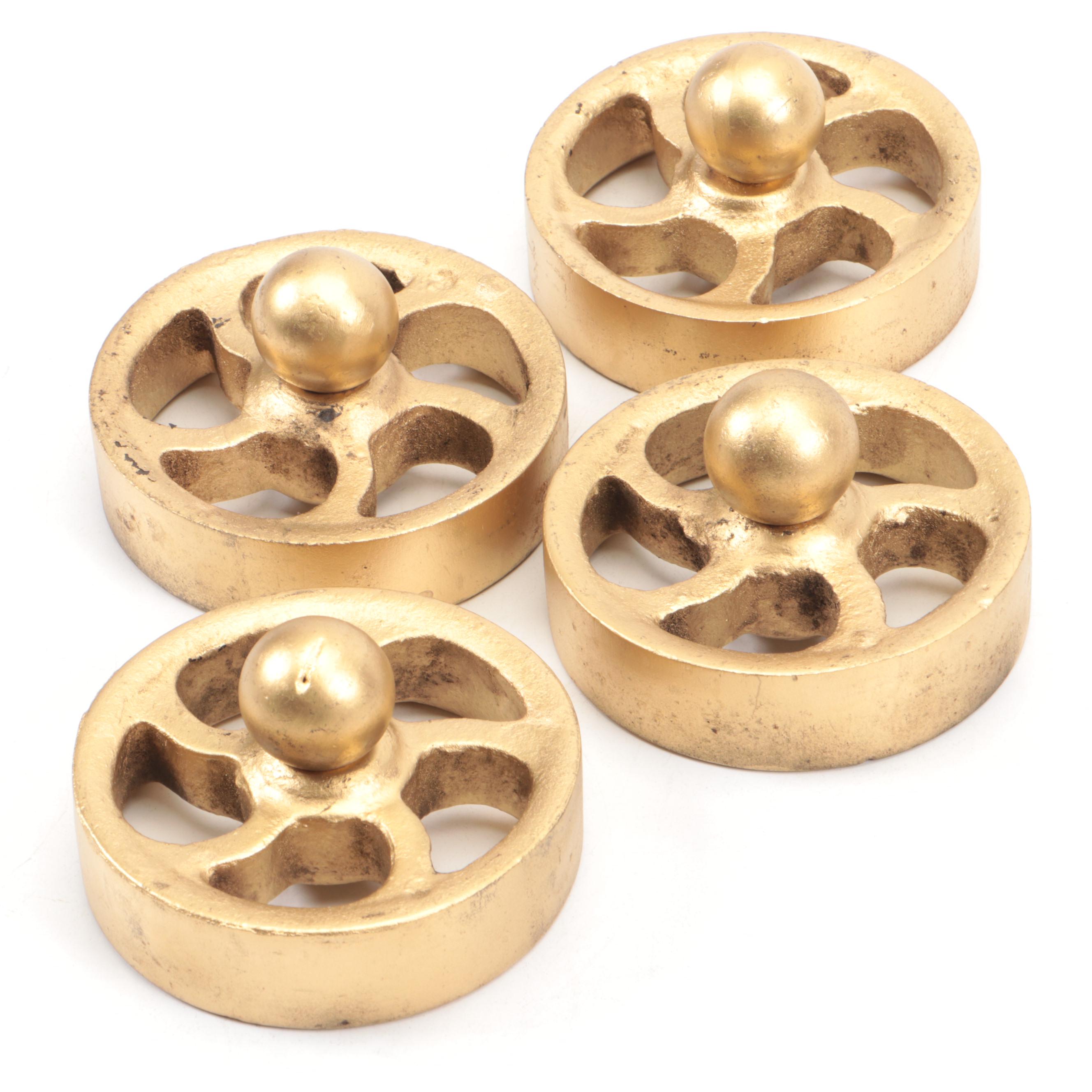 Gold Painted Cast Metal 4" Flywheels with Ball Bearings Décor ...