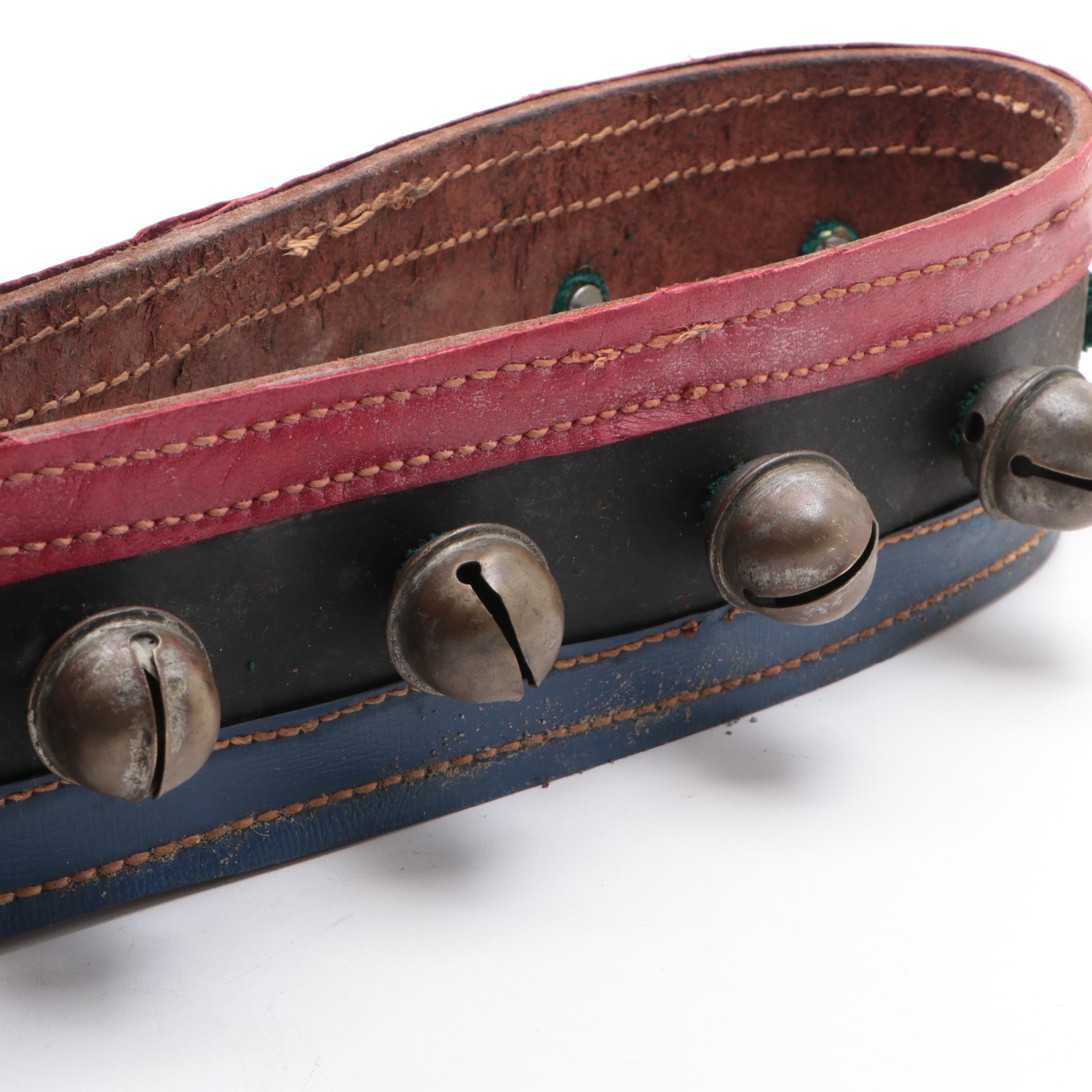 Horse Harness Sleigh Bells with Red, Blue and Black Leather Strap ...