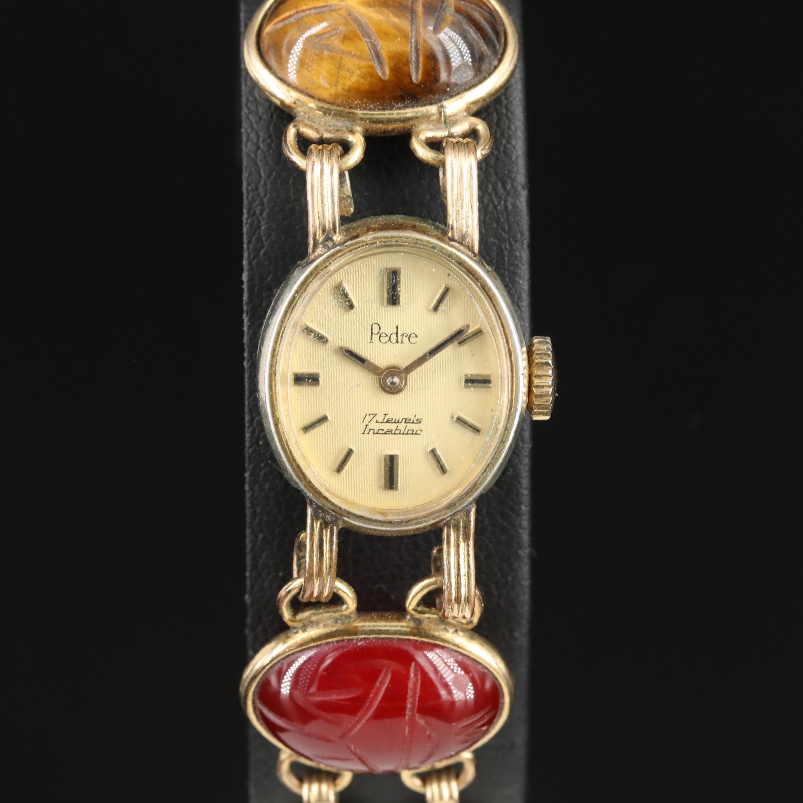 Pedre Carved Color Scarabs Stem Wind Wristwatch | Everything But The House