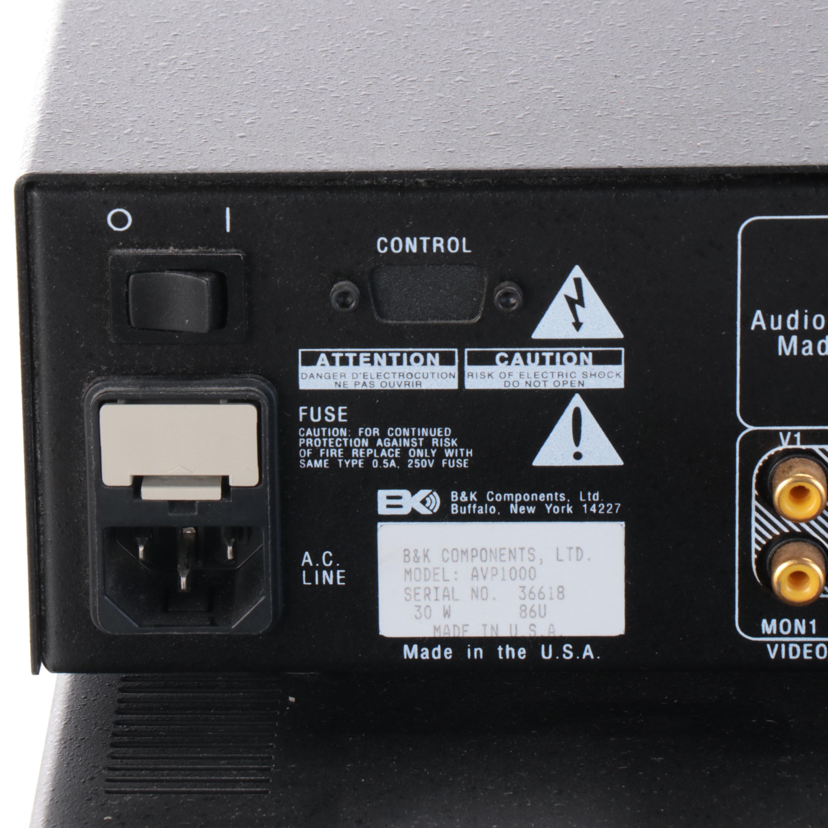 B&K ST3030 Stereo Power Amplifier and AVP1000 A/V Tuner Preamplifier, 1990s | Everything But The ...