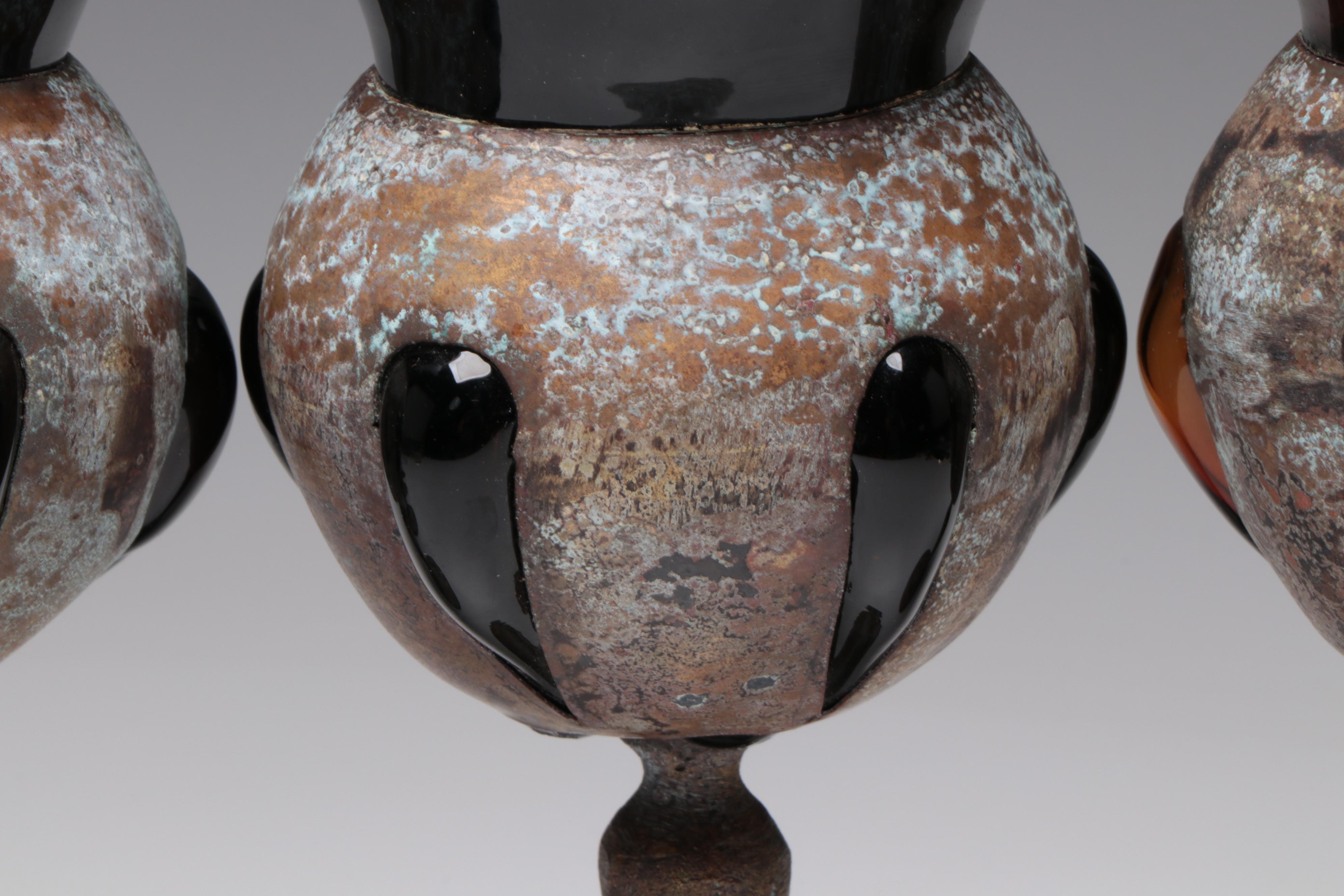 Metal Caged Blown Amber Glass Goblets | Everything But The House