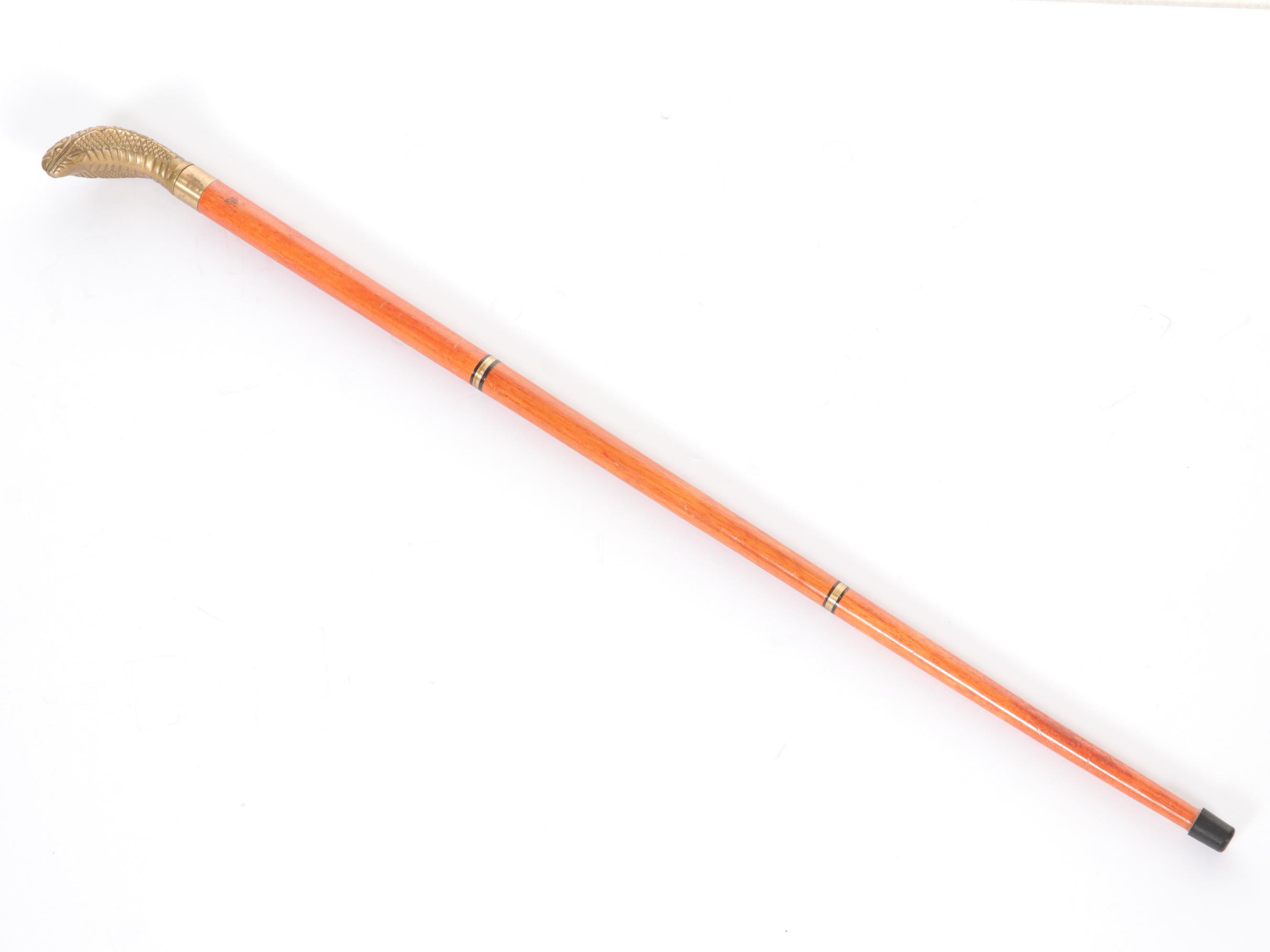 Brass Cobra Head Gadget Cane with Hidden Vial | Everything But The House