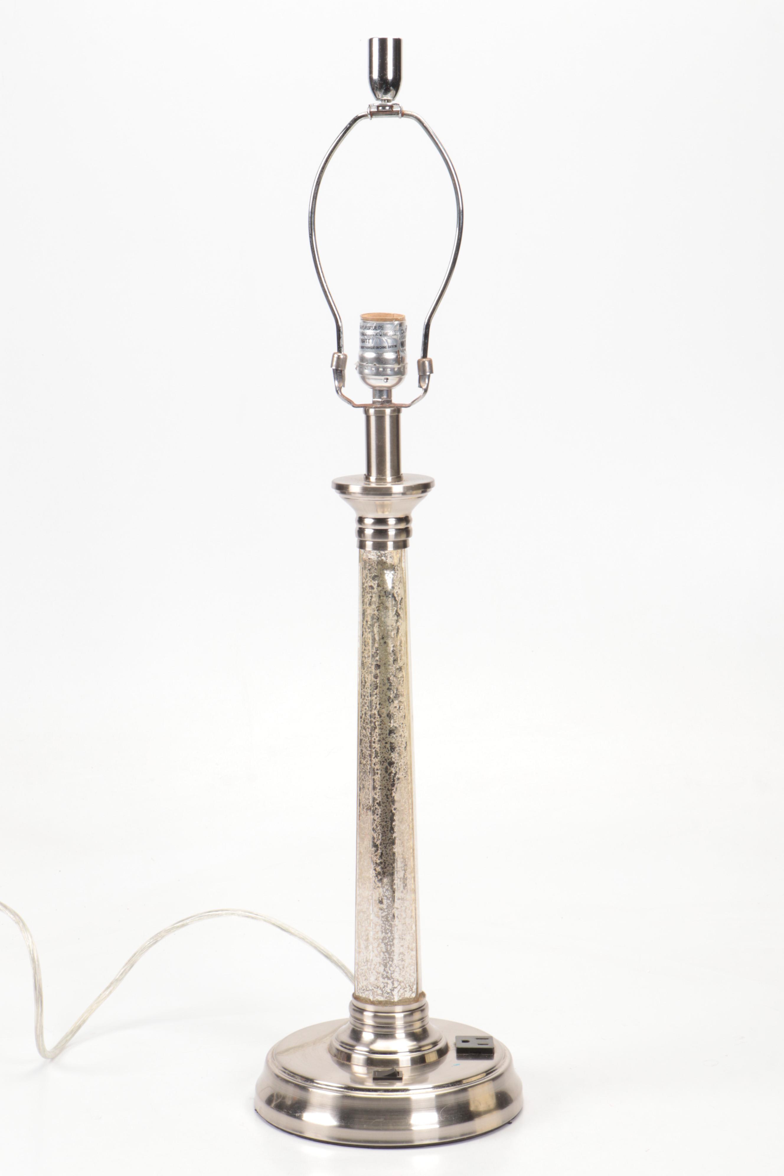 Peter Keil Painted Shade with Mercury Glass Column Table Lamp, 21st ...