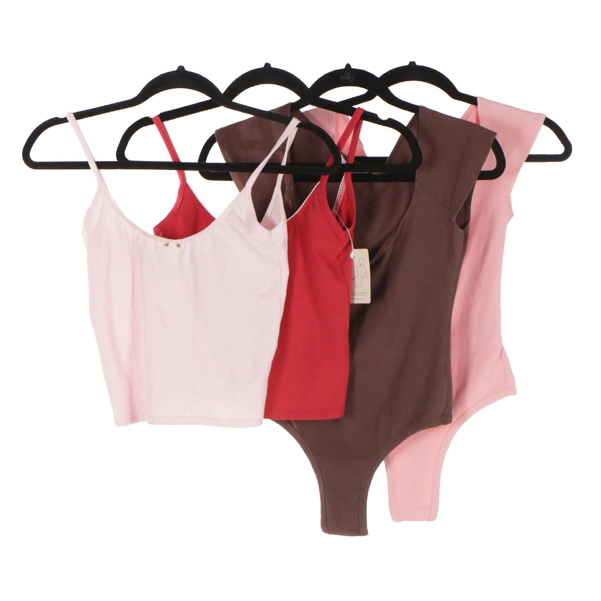 Rat Boi Scoop-Back Lace Trim Rosette Cotton Camisoles, Gil Rodriguez ...