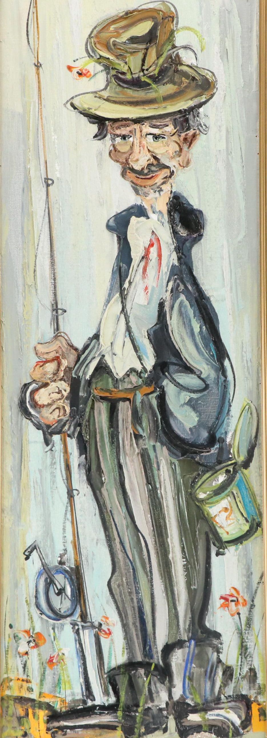 Rama Lorian Dimensional Oil Painting of Fisherman, 1954 | EBTH