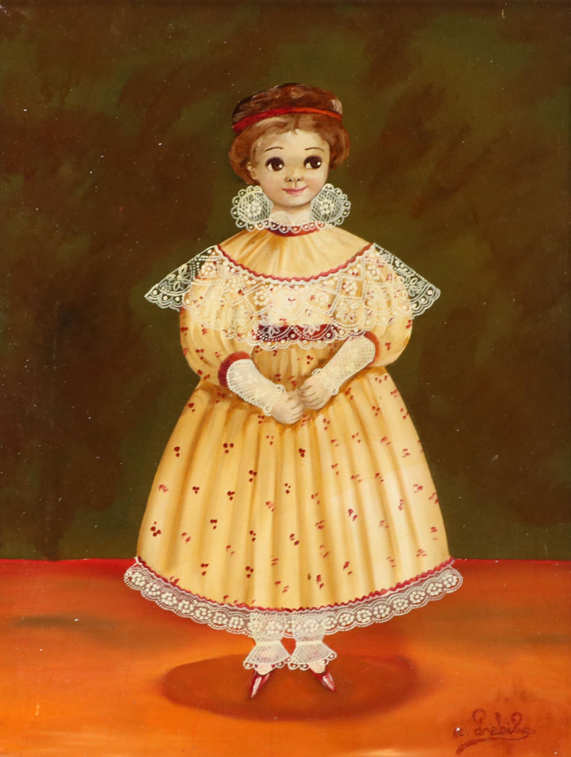 Agapito Labios Folk Art Oil Painting of Young Girl | Everything But The ...