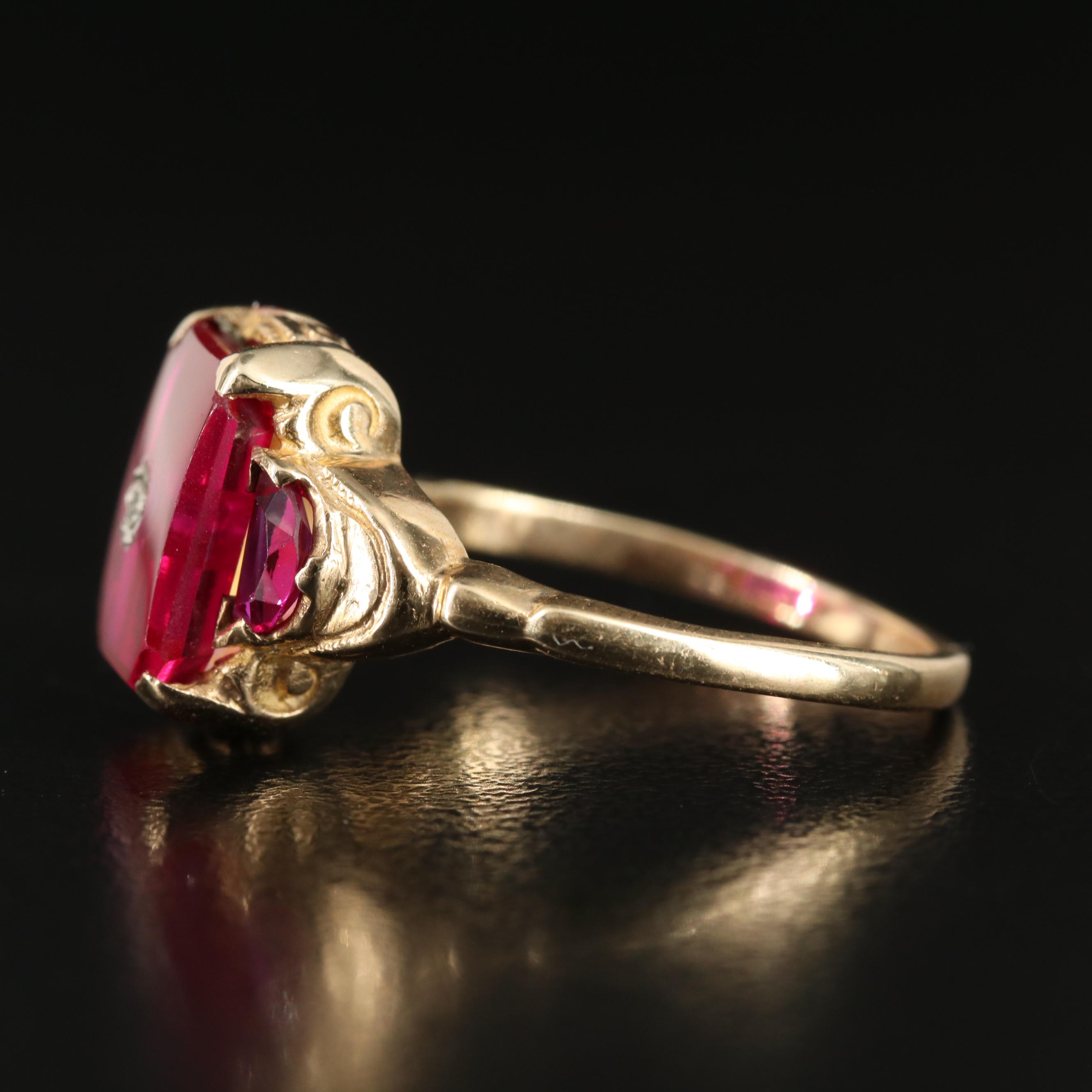 Vintage 10K Ruby and Diamond Ring | EBTH