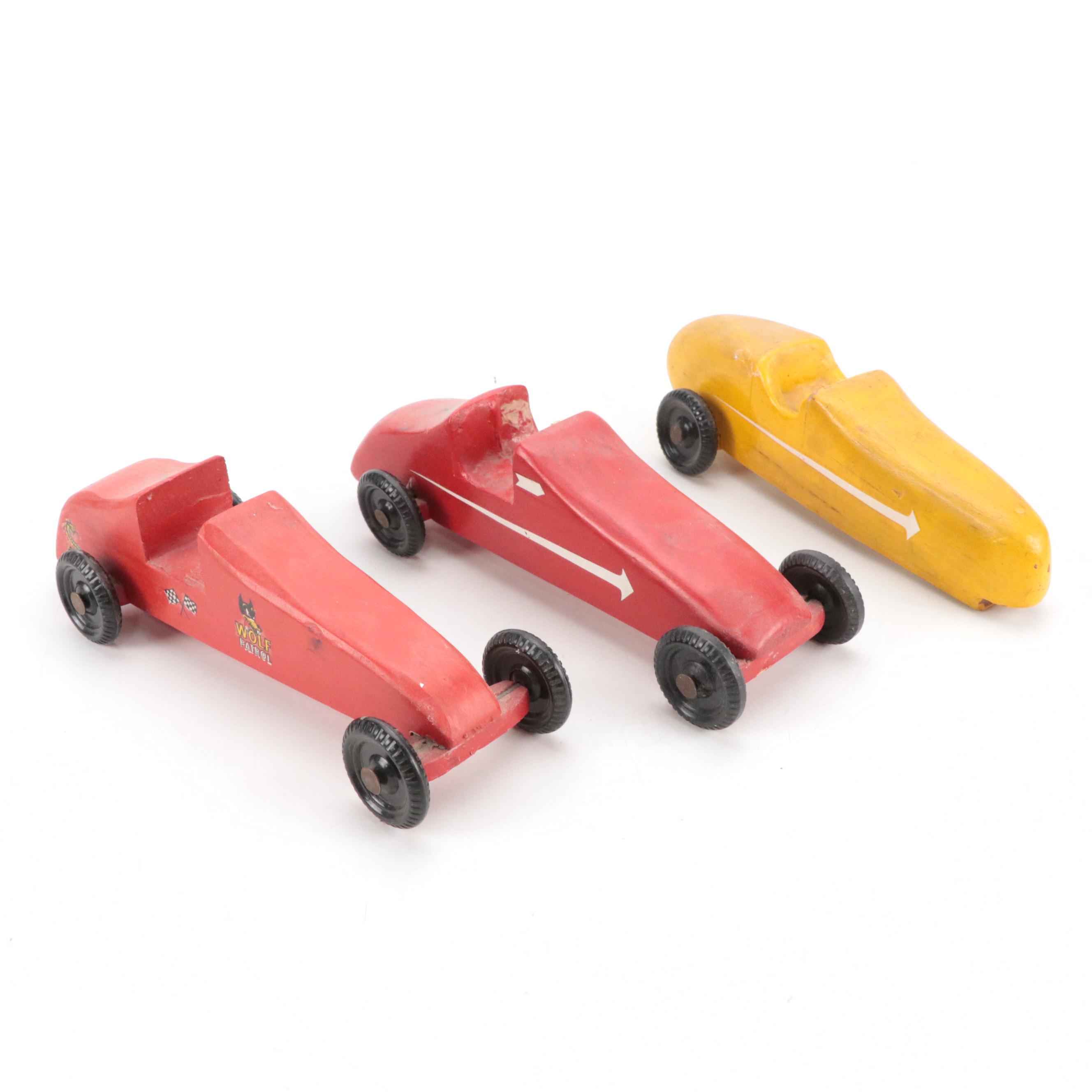 Hand-Carved Wooden Pine Box Derby Cars with Toy Biplane, Coca-Cola ...