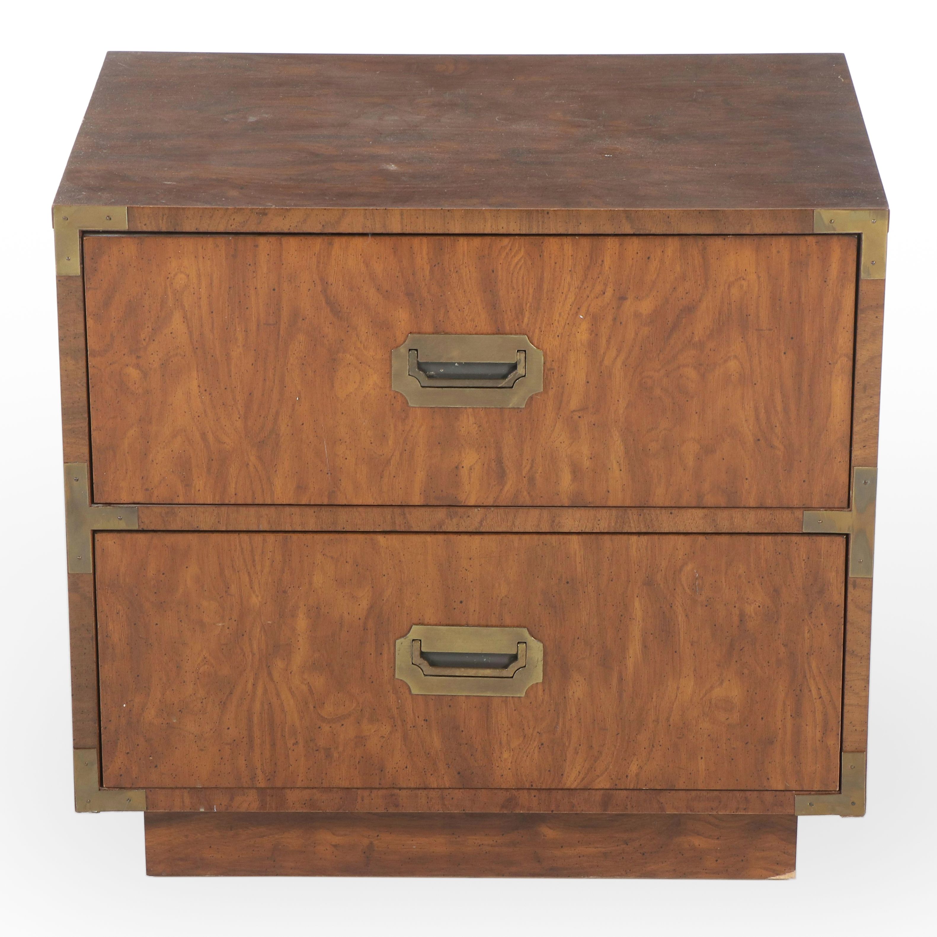 Dixie Furniture Campaign Style Two-Drawer Nightstand, Mid to Late 20th ...
