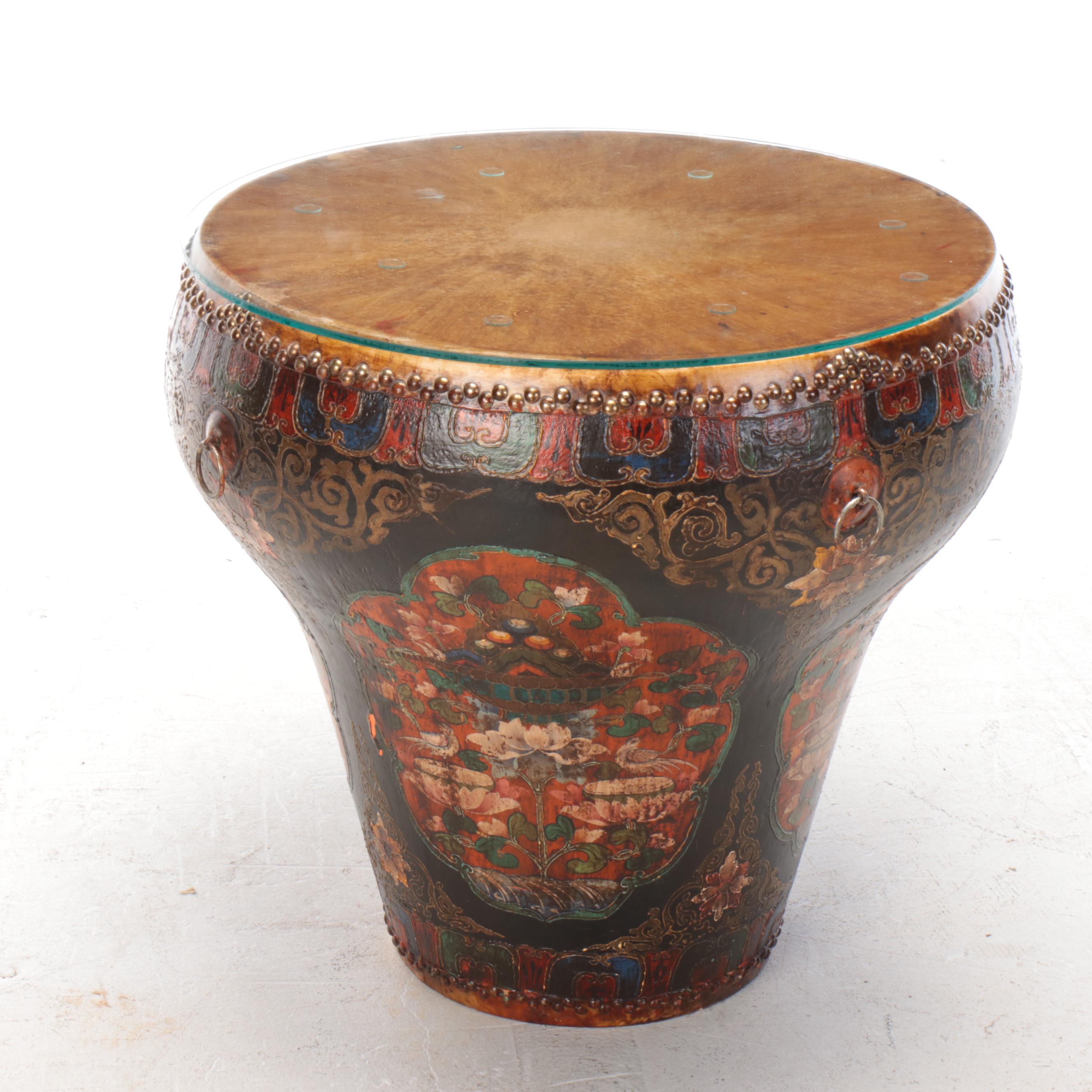 Sino-Tibetan Paint-Decorated Tanggu Drum / Side Table | Everything But ...
