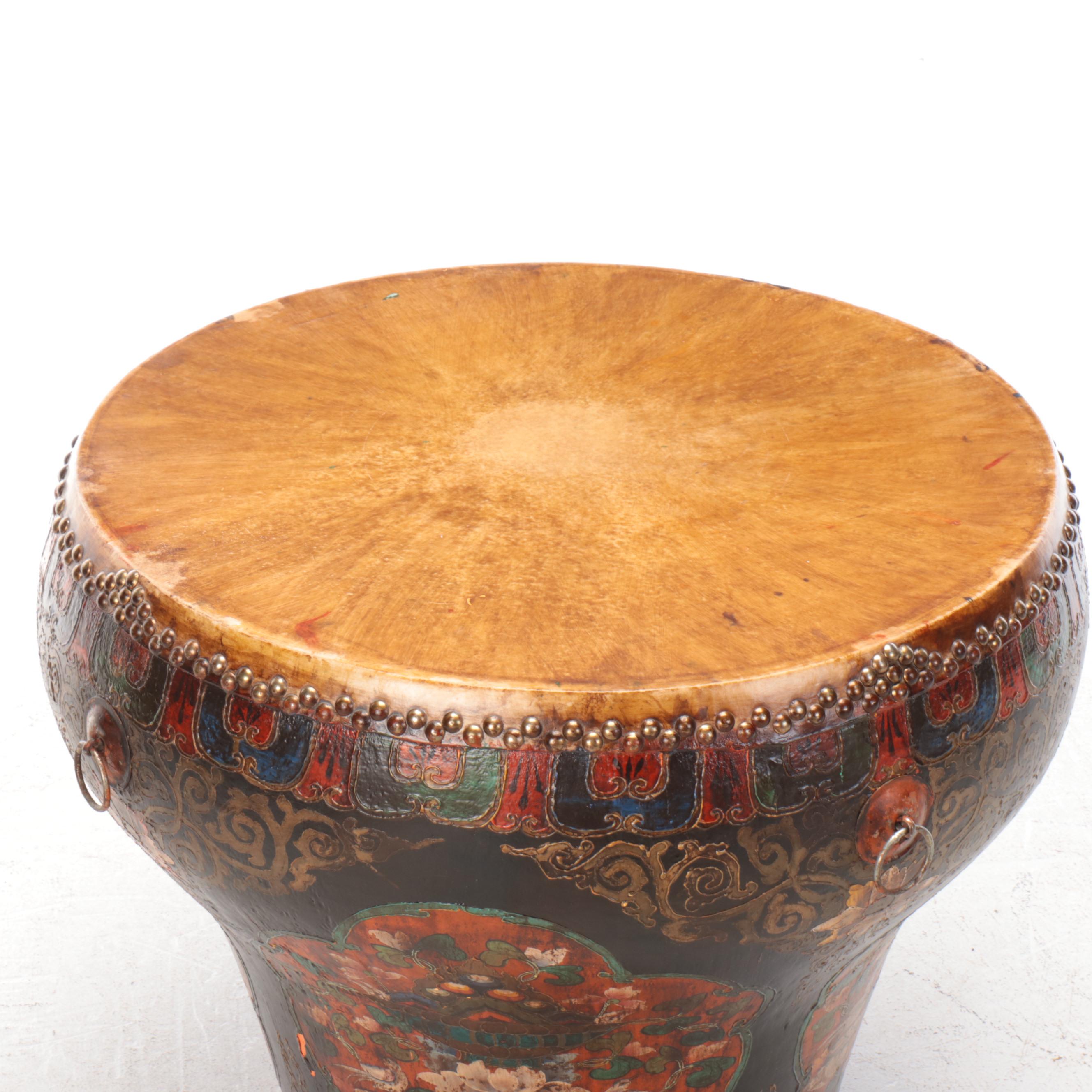 Sino-Tibetan Paint-Decorated Tanggu Drum / Side Table | Everything But ...