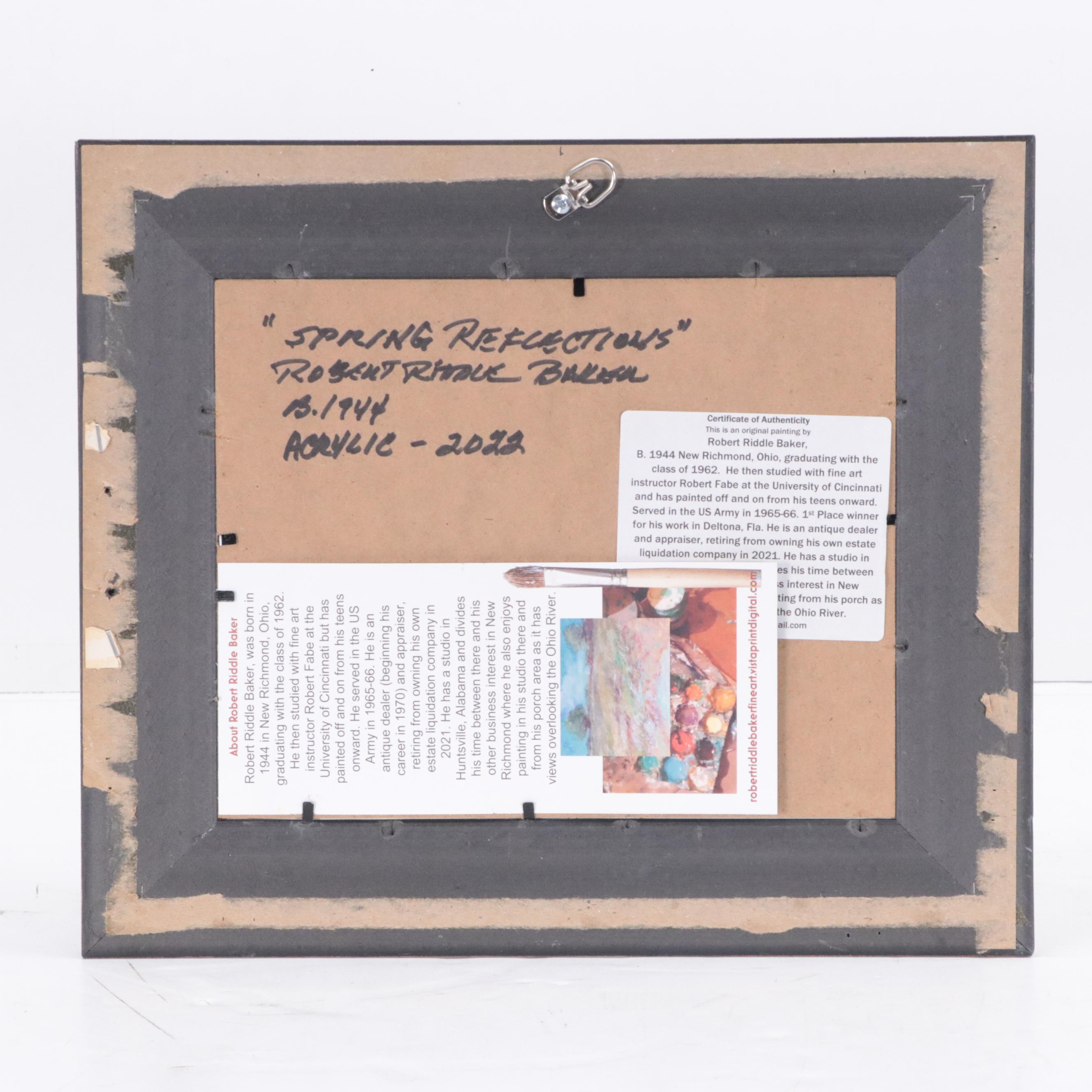 Robert Riddle Baker Acrylic Painting "Spring Reflections," 2022 ...