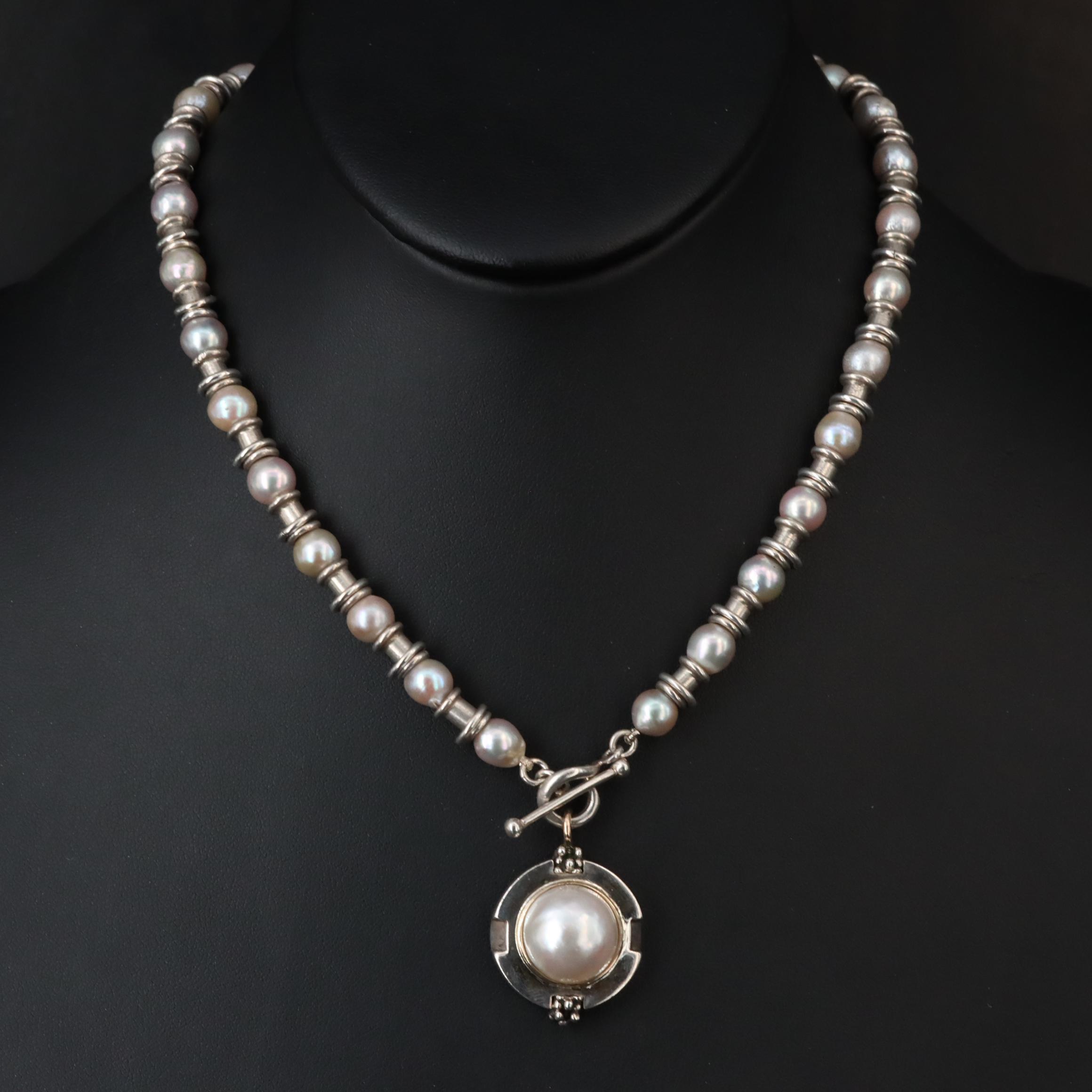 Michael Dawkins Sterling Mabé Pearl and Pearl Necklace | Everything But ...