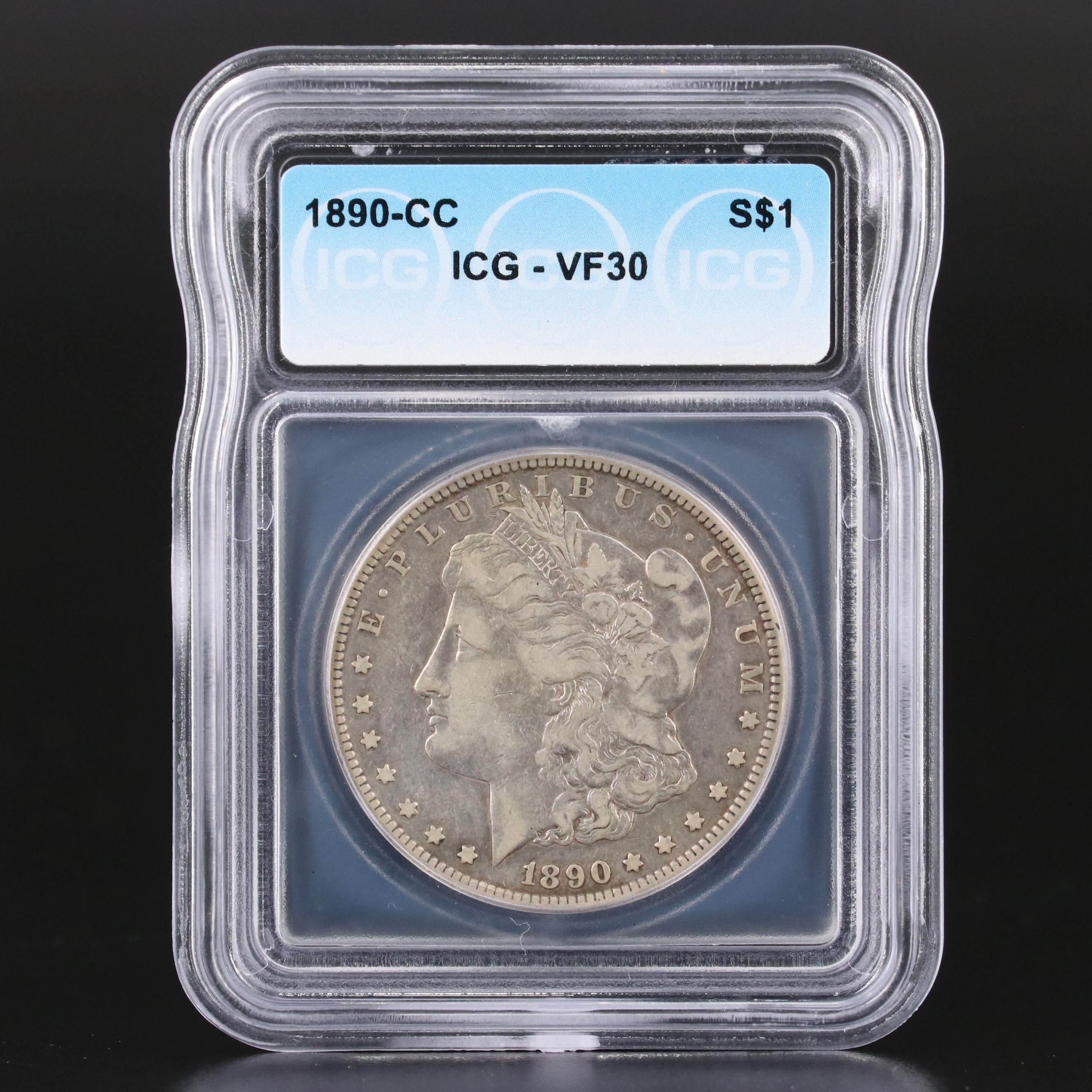 ICG Graded VF30 1890 Carson City Morgan Silver Dollar | EBTH