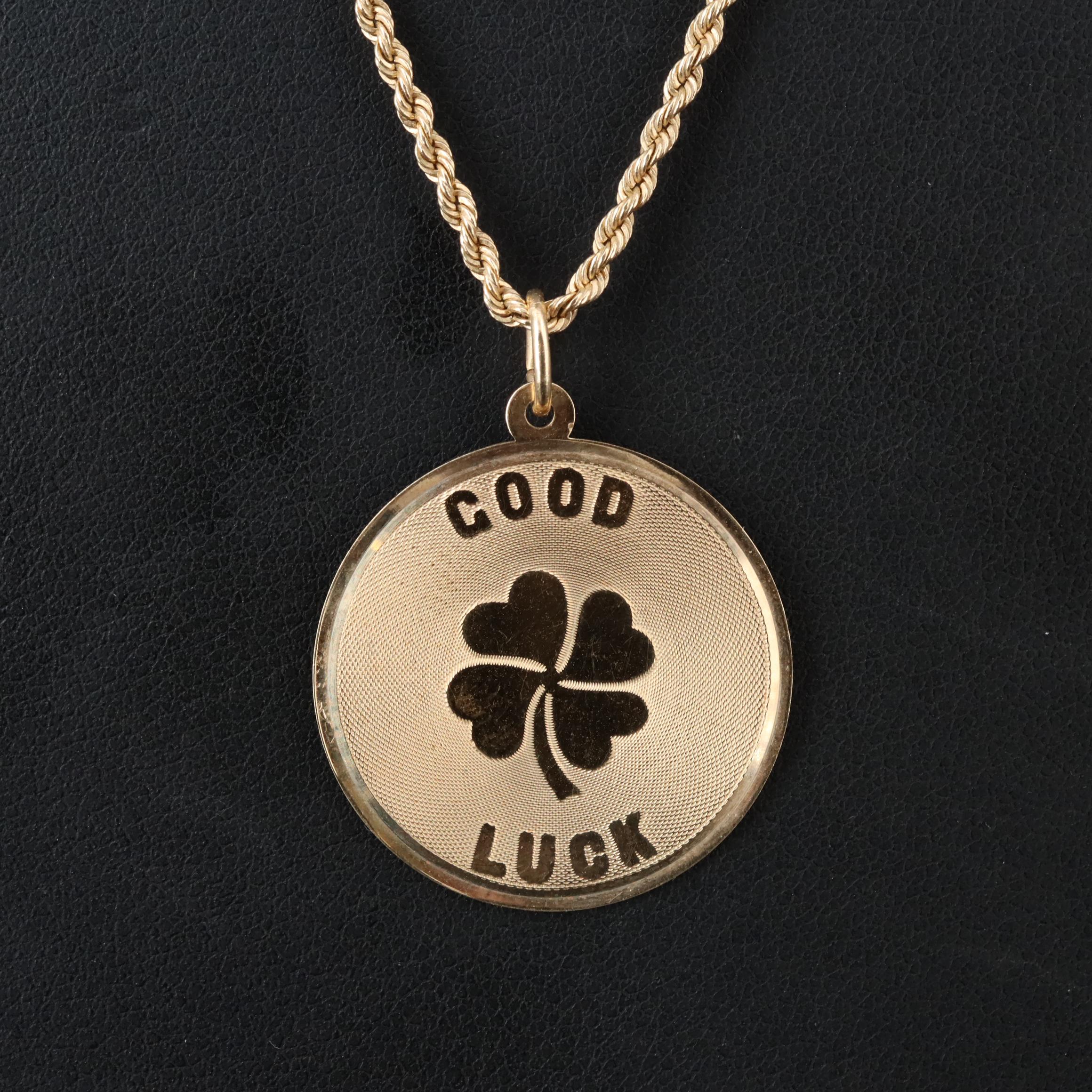 14K "Good Luck" Pendant Necklace | Everything But The House
