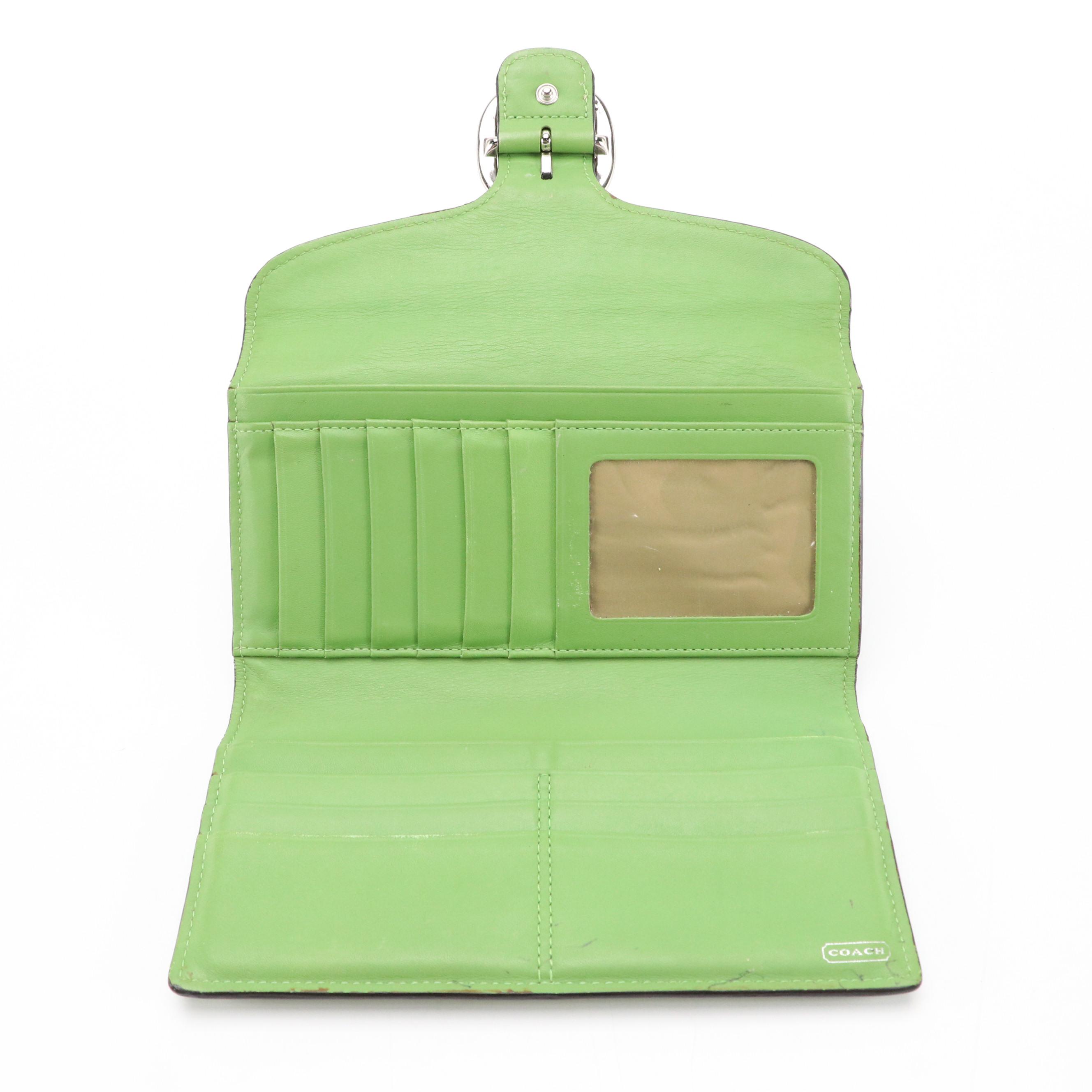 Coach Green Tri-Fold Buckle Wallet & Checkbook Cover, Kate Spade Two ...