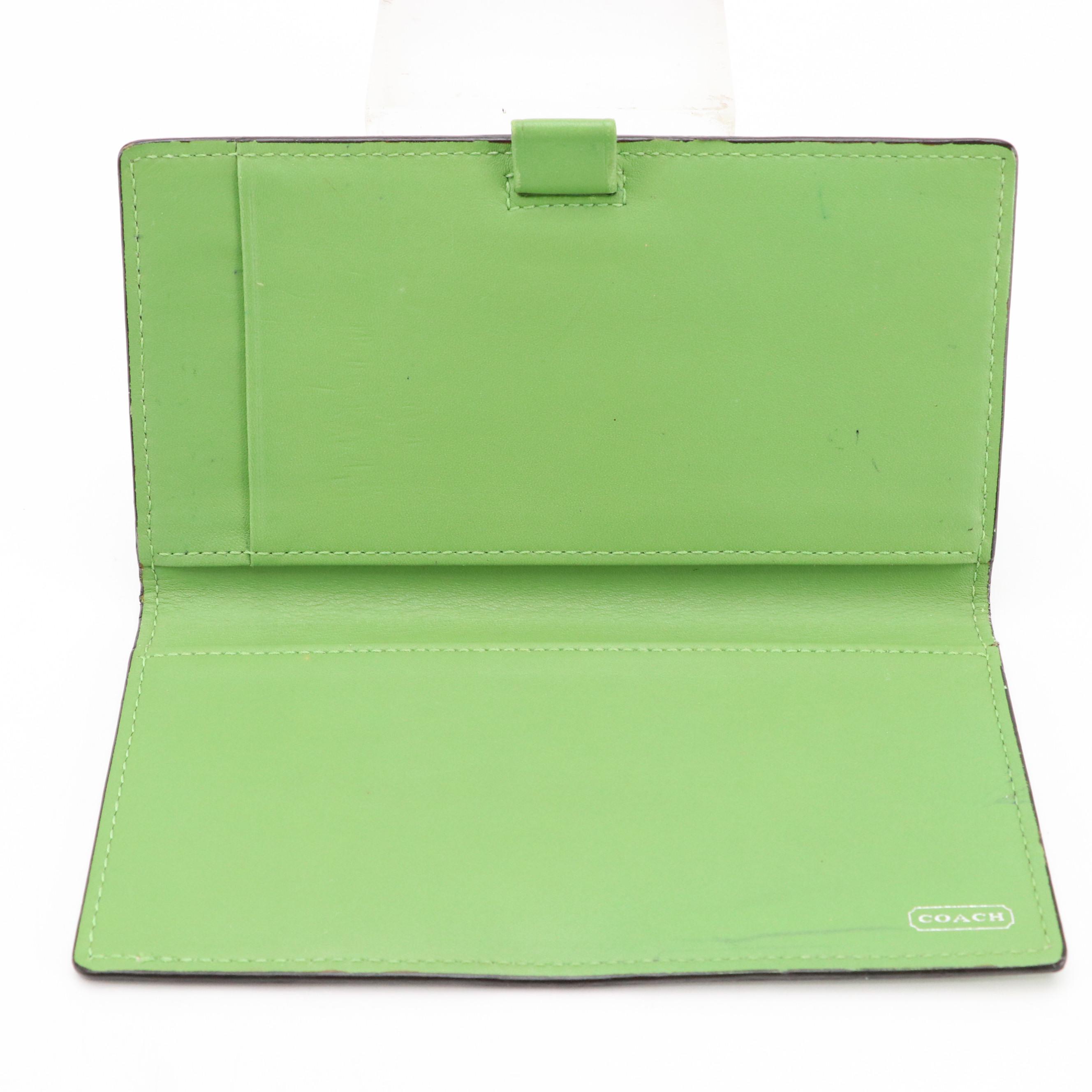 Coach Green Tri-Fold Buckle Wallet & Checkbook Cover, Kate Spade Two ...