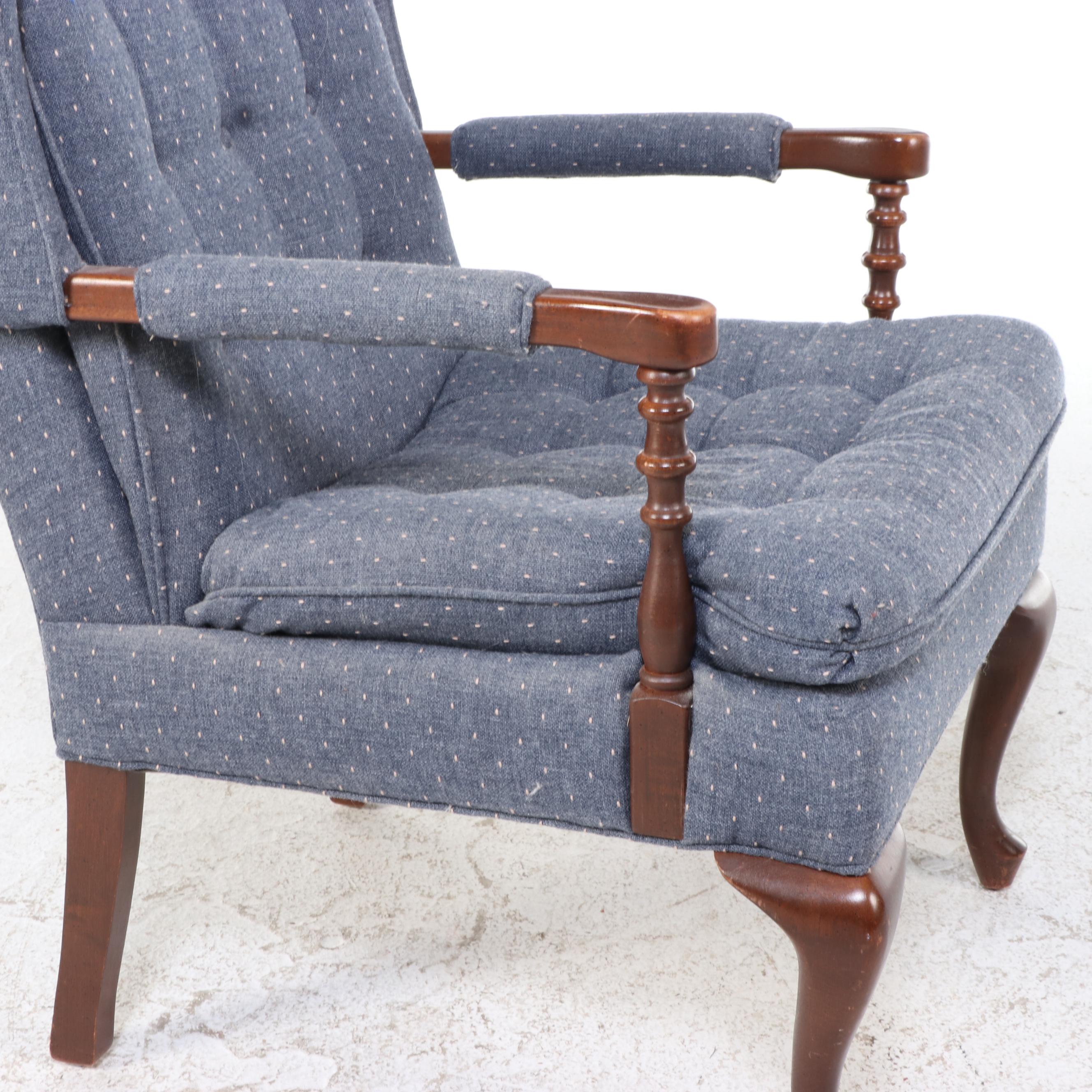 Colonial Revival Style Mahogany Finish Wingback Chair, Mid to Late 20th ...