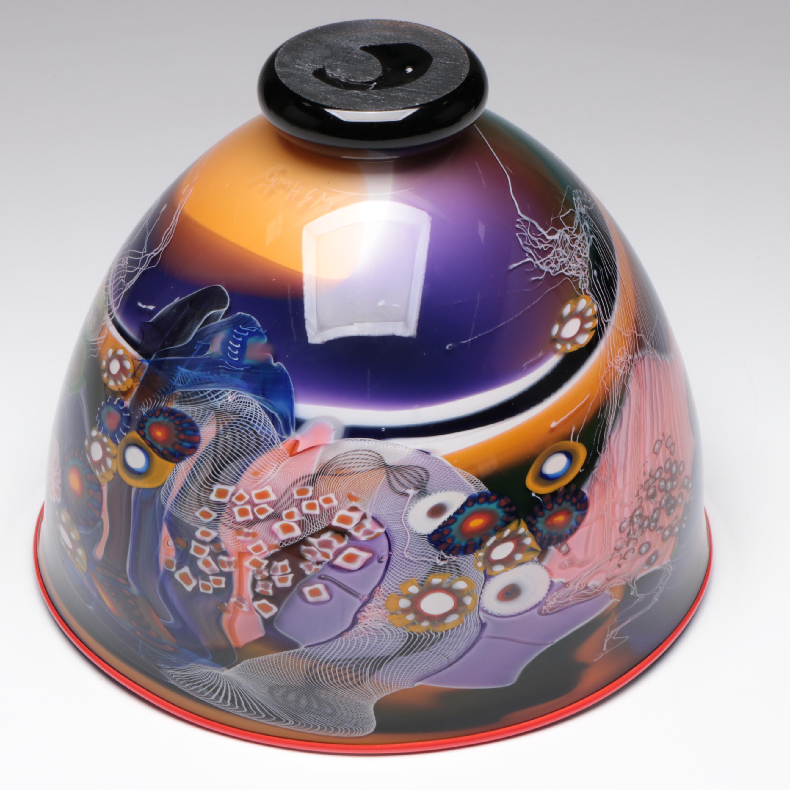Wes Hunting “Colorfield” Handblown and Cane Worked Footed Studio Art ...