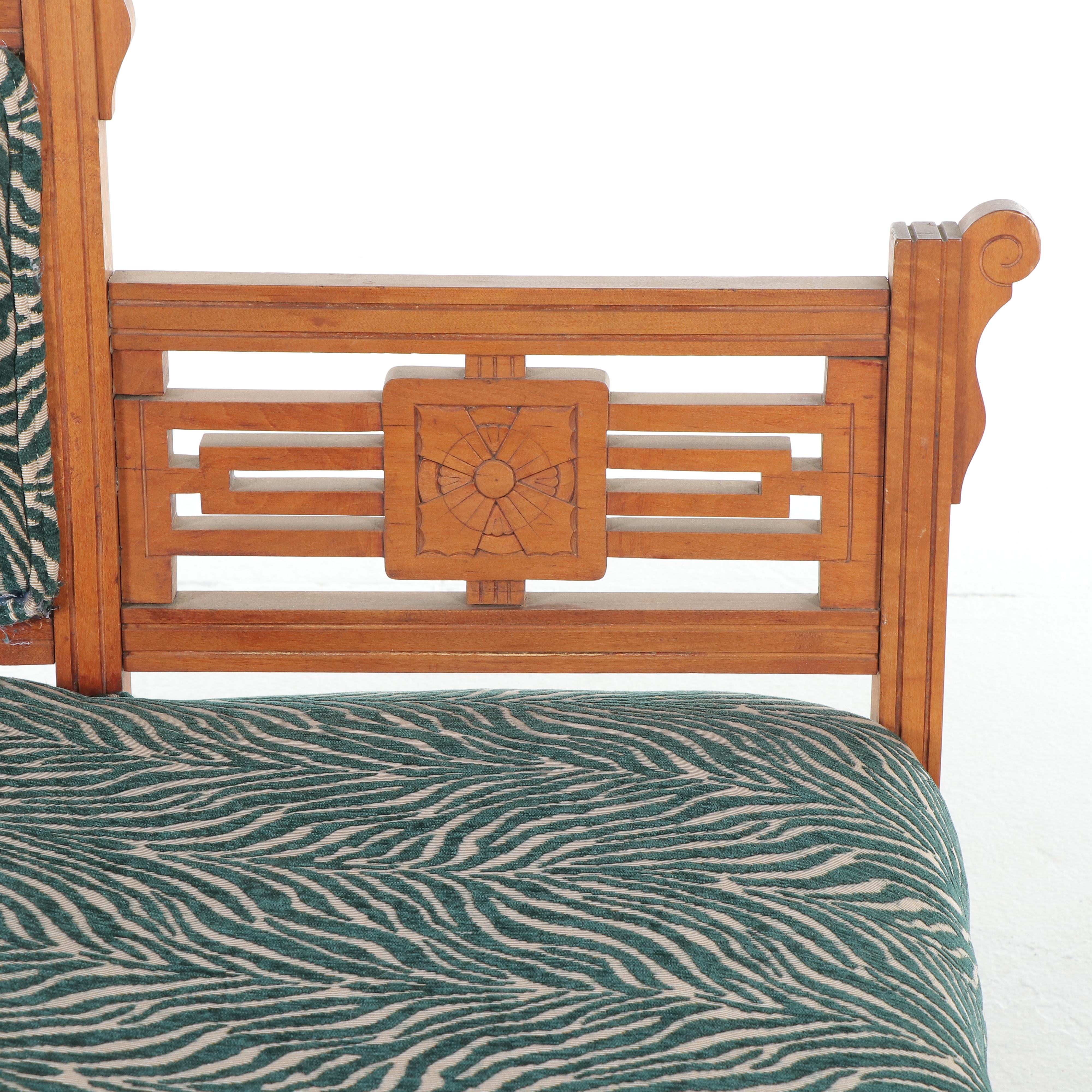 Eastlake Victorian Carved Walnut and Zebra Print-Upholstered Bustle ...