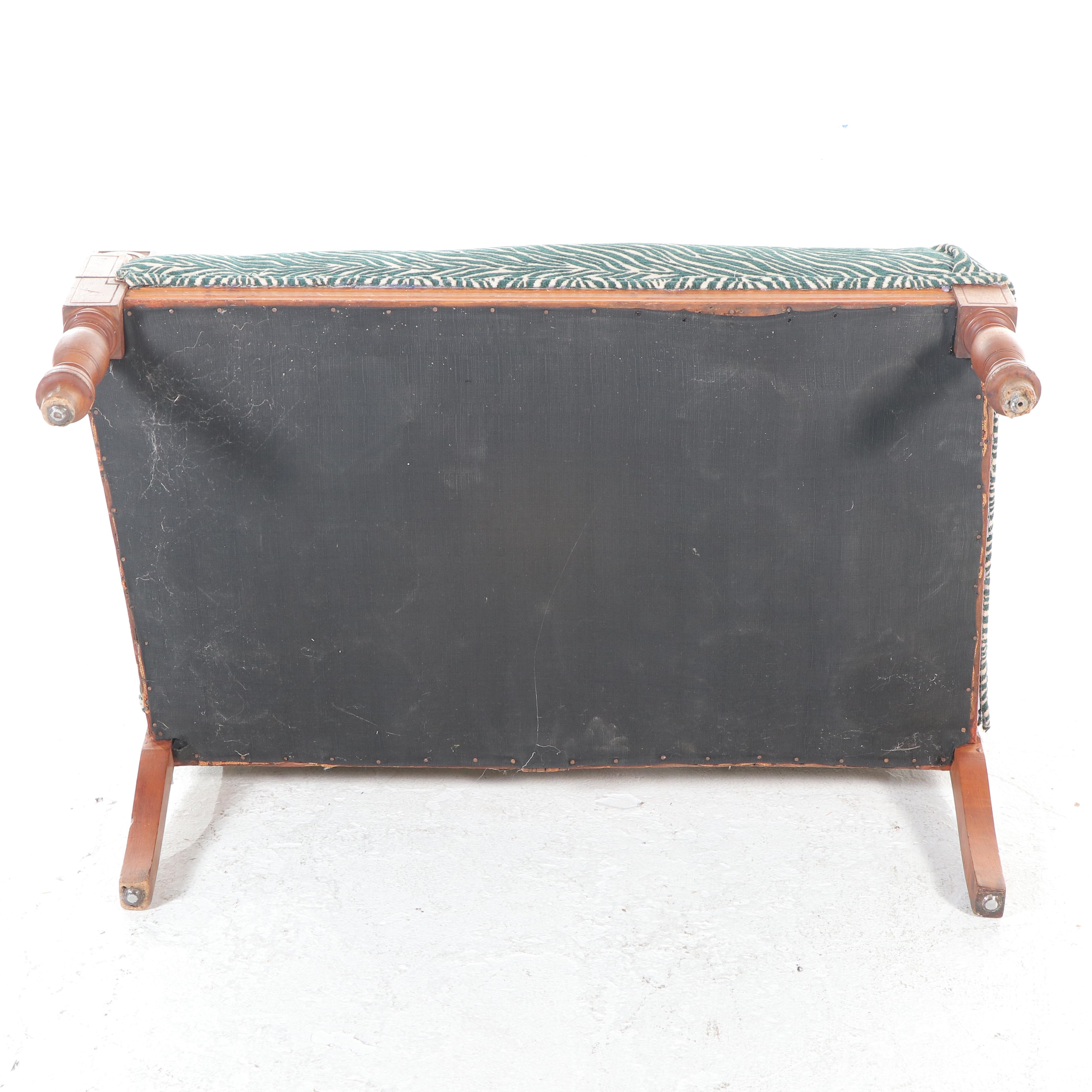 Eastlake Victorian Carved Walnut and Zebra Print-Upholstered Bustle ...