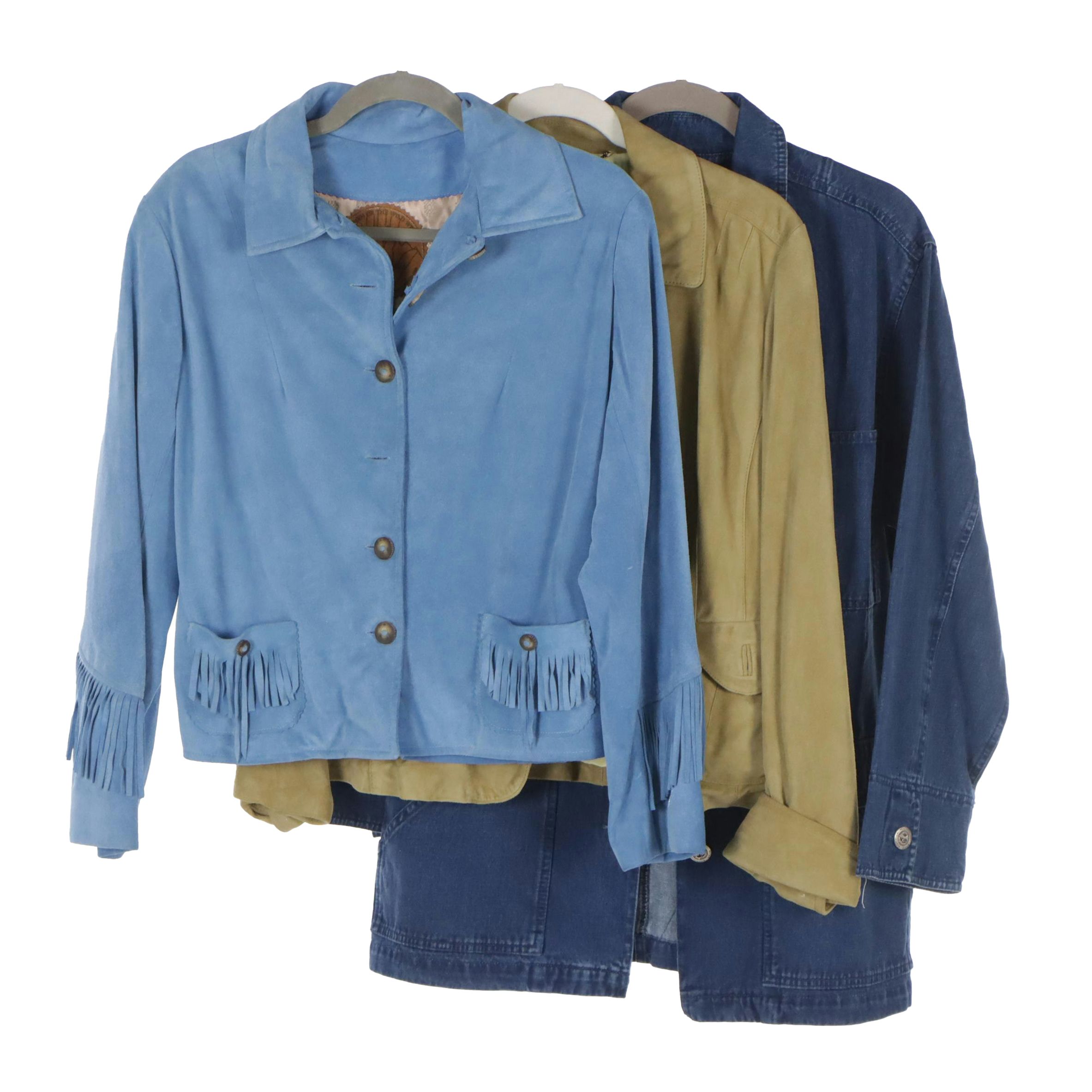 Women of The Wild West Blue Suede Fringe Jacket, Ann Taylor and Other ...