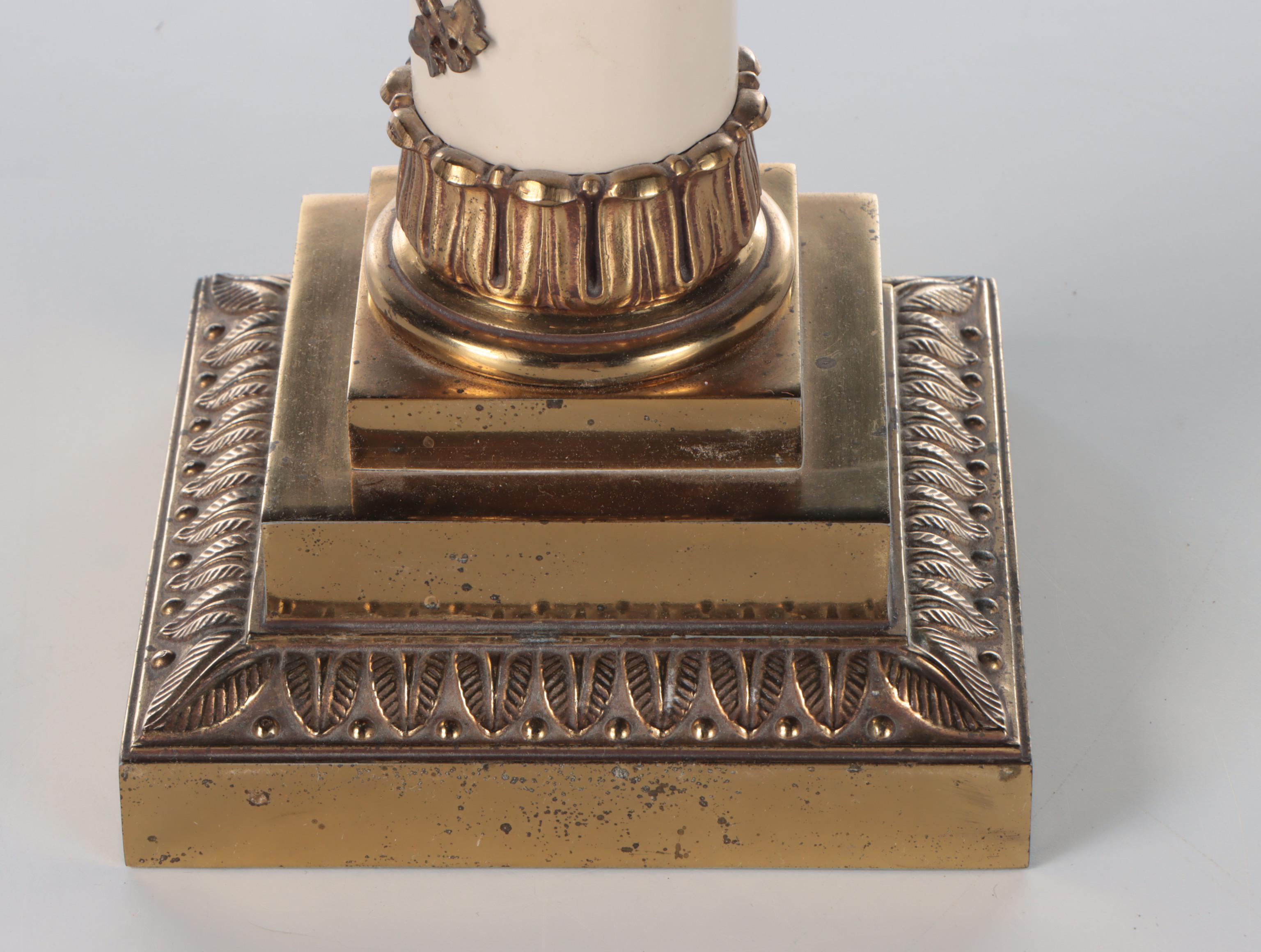 Neoclassical Style Column Torchiere Table Lamp With Leaf Motif, Vintage ...