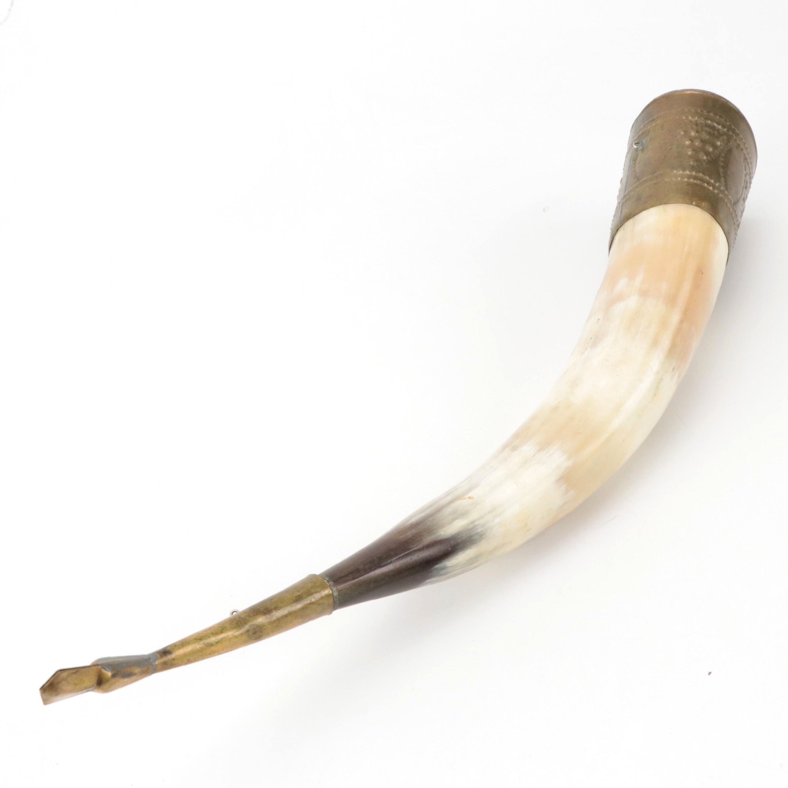 Germanic Style Hammered Brass and Steer Horn Drinking Horn | EBTH