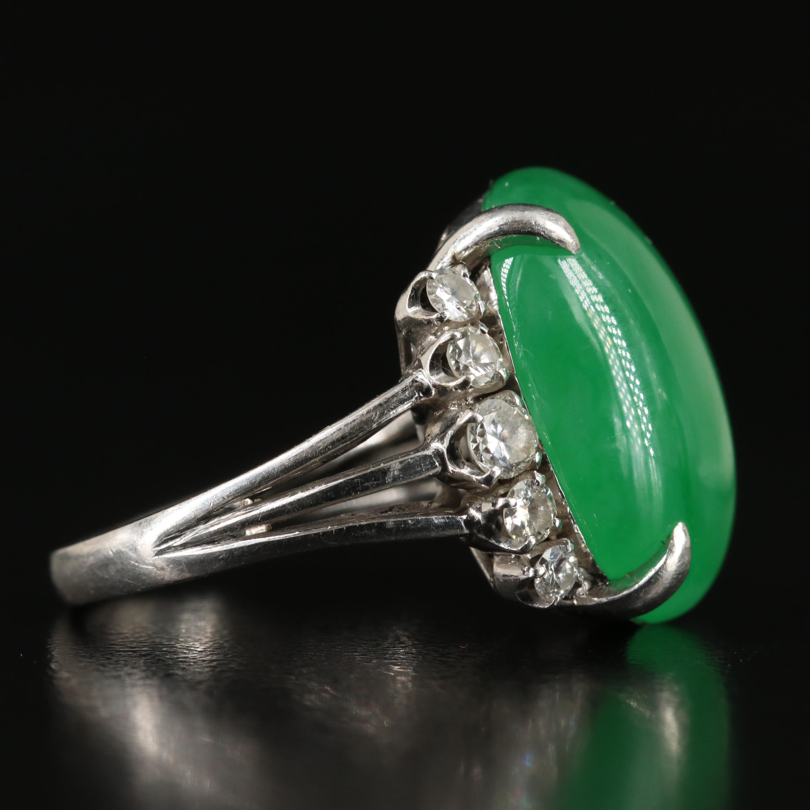 1940s Platinum, Jadeite and Diamond Ring | Everything But The House