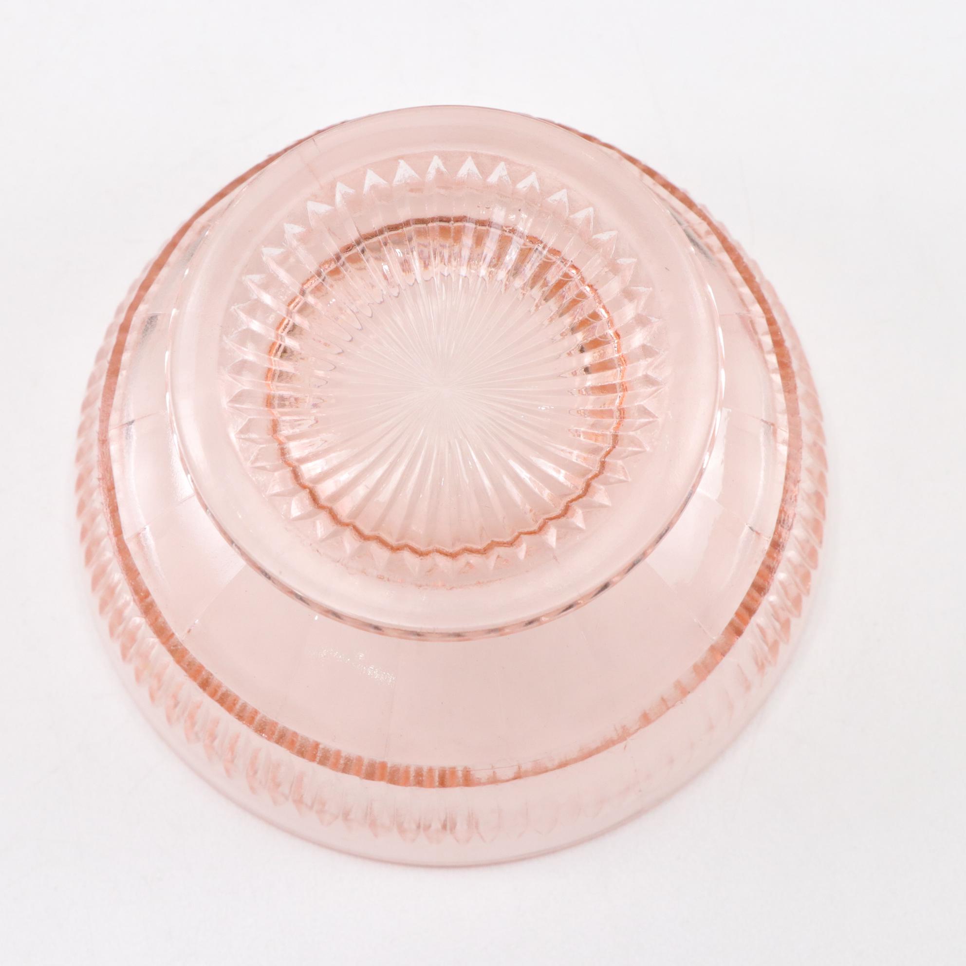 Pink Depression Glass Ribbed Serving Bowl, Footed Bowls, Etched Plates ...