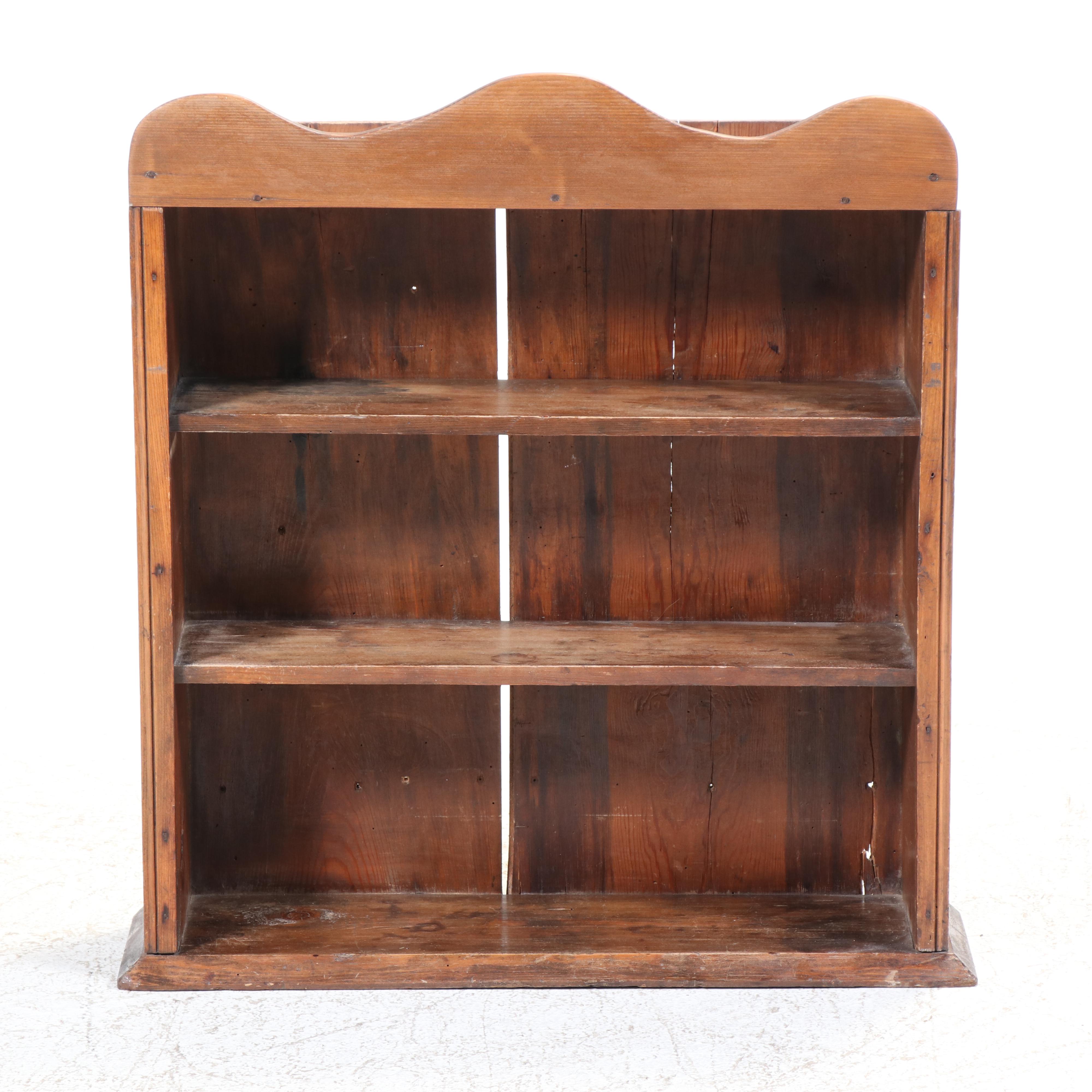 Small American Primitive Yellow Pine Three-Shelf Bookcase, 19th Century ...