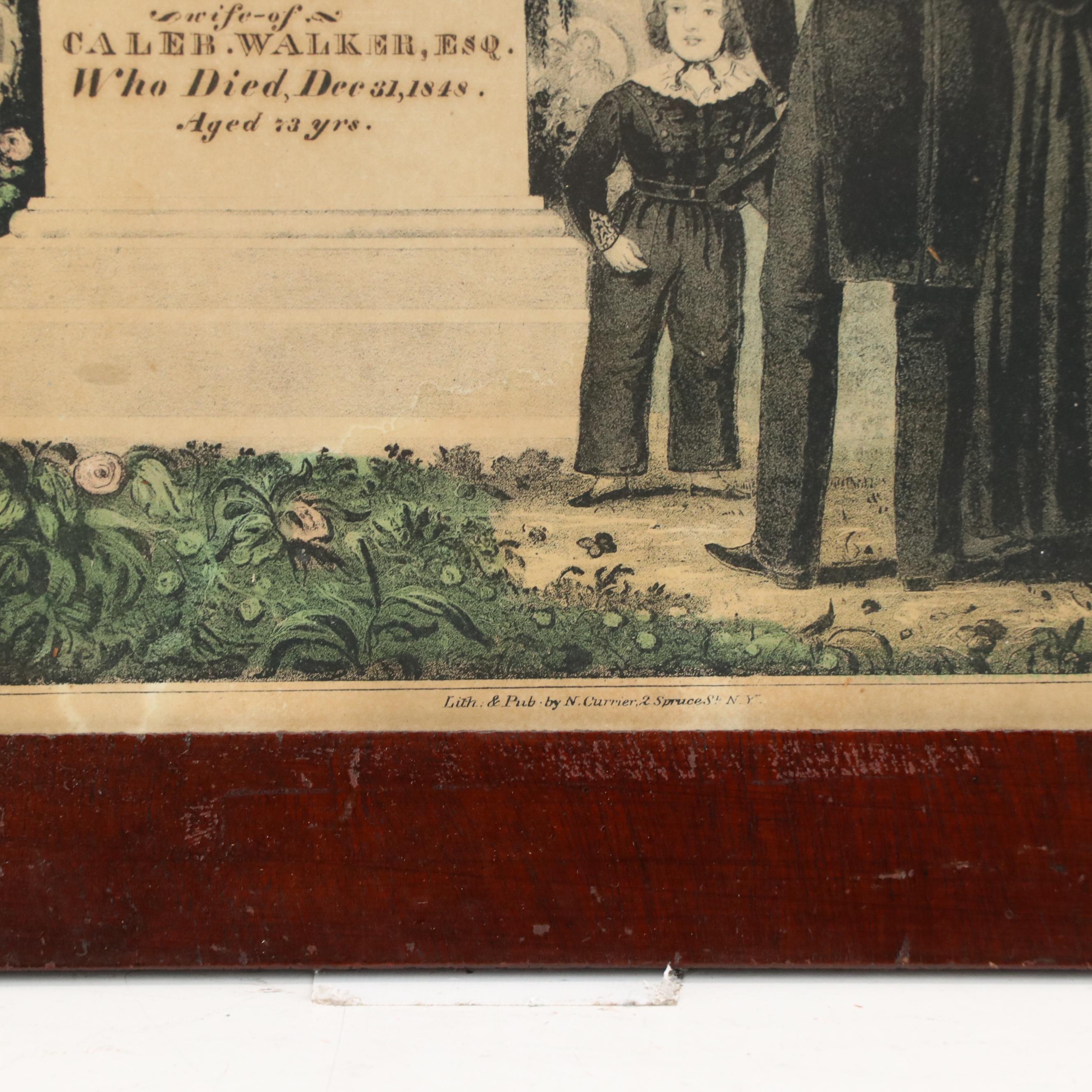 Nathaniel Currier Mourning Lithograph "In Memory Of," Mid-19th Century ...