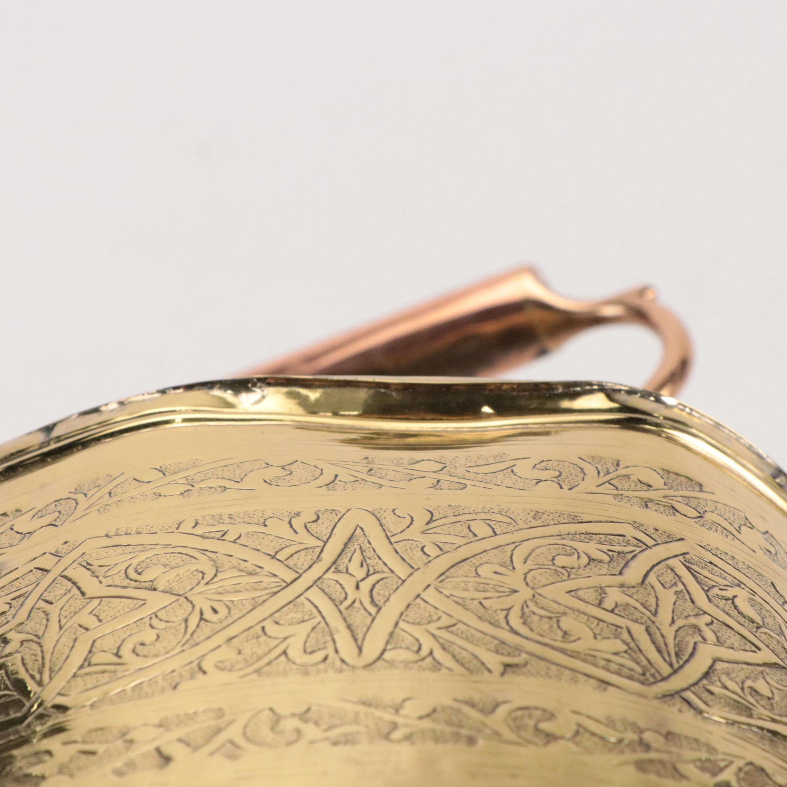 Middle Eastern Style Engraved Brass Kettle with Coal Iron, 19th Century ...