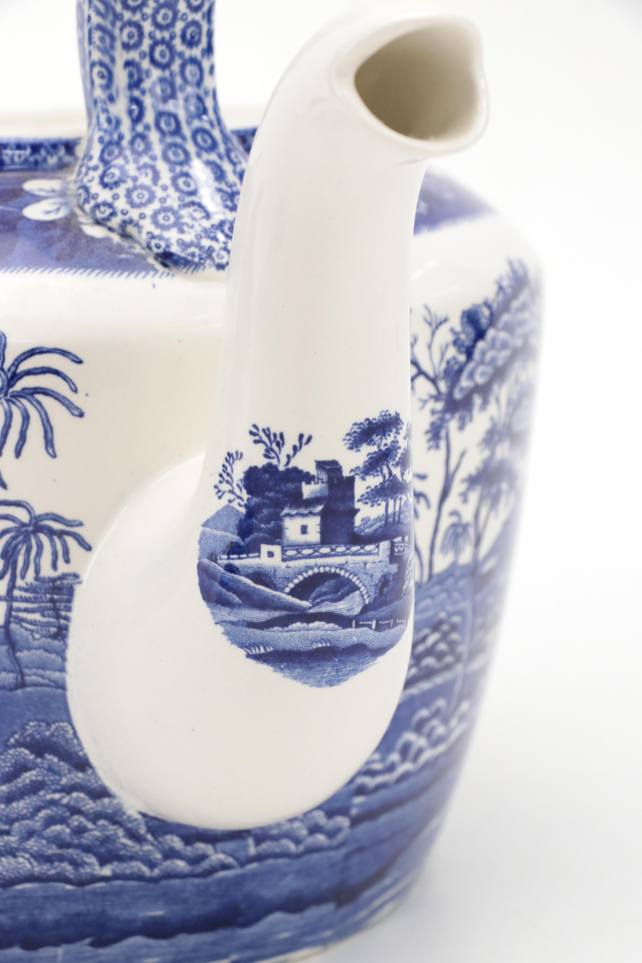 Copeland "Spode's Tower" Blue Transferware Kettle, Late 19th/ Early ...