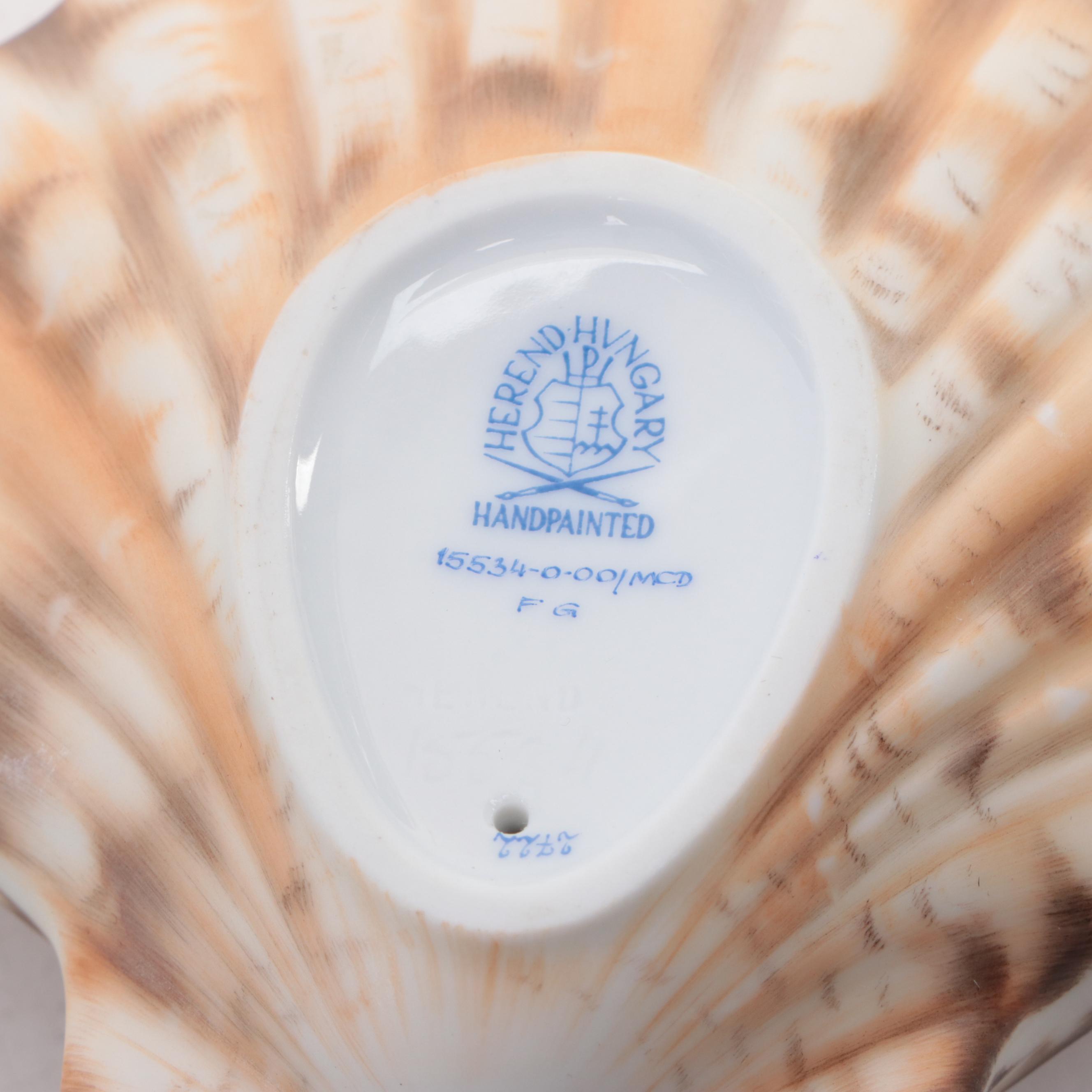 Herend Natural "Scallop Shell" Porcelain Figurine | Everything But The ...