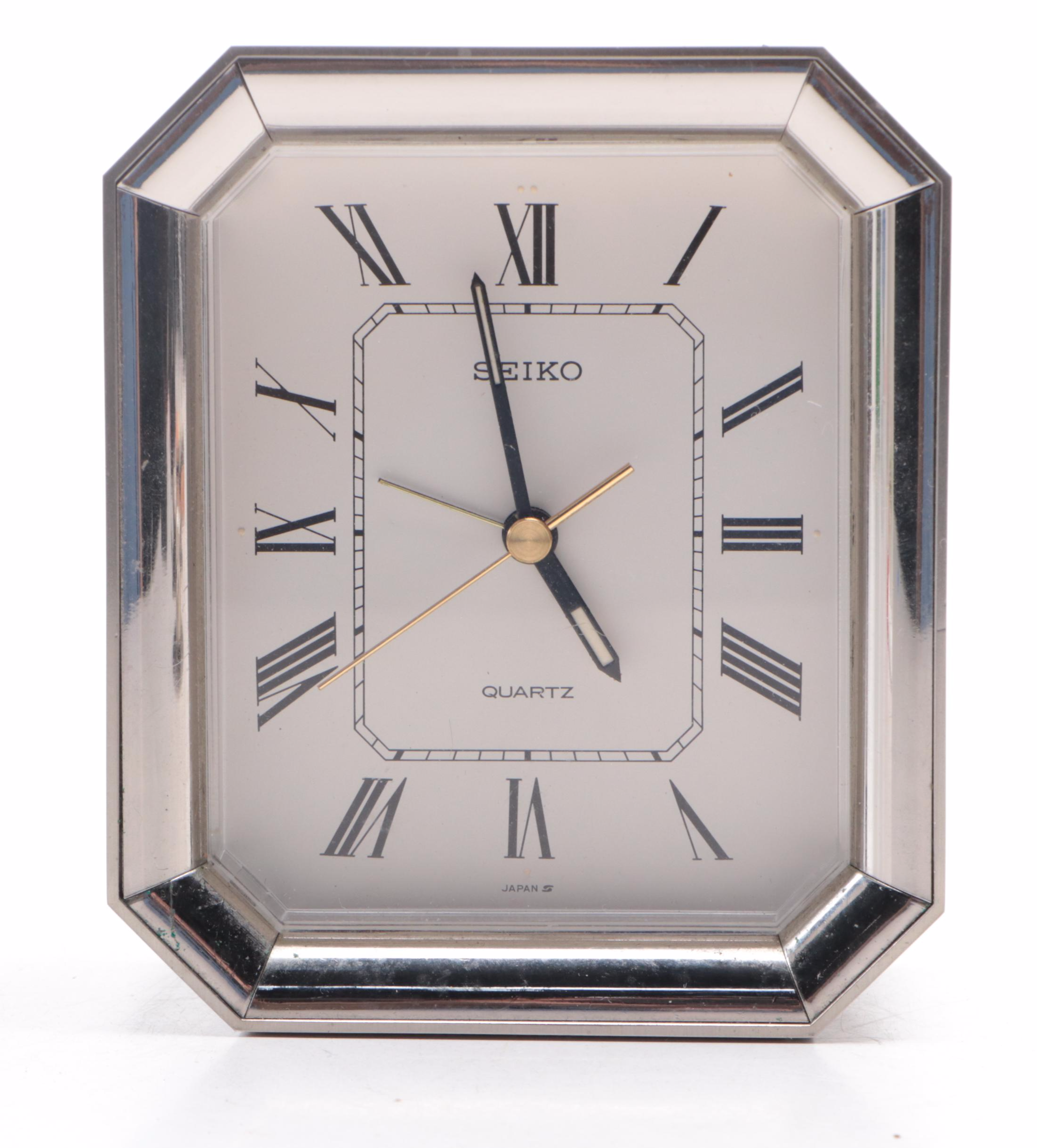 Seiko Octagonal Metal Desk Clock with Michael Aram "White Orchid" Metal ...