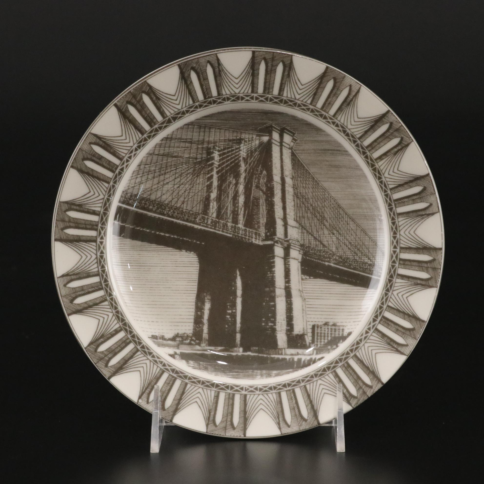 Commemorative Grayscale Plates of the Golden Gate and Brooklyn Bridges ...