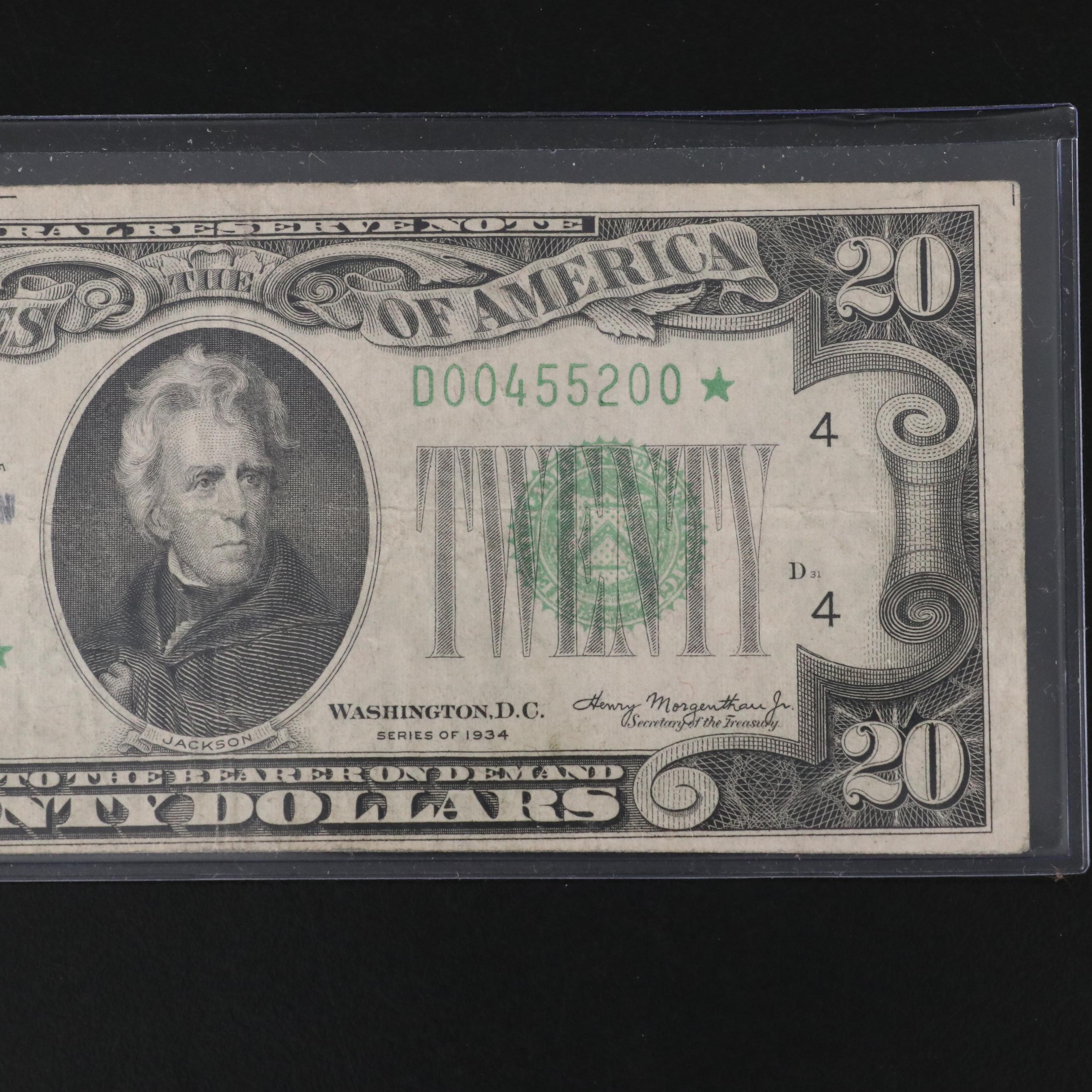 Group of Ten Different U.S. Star Notes with a 1934 Federal Reserve Star ...