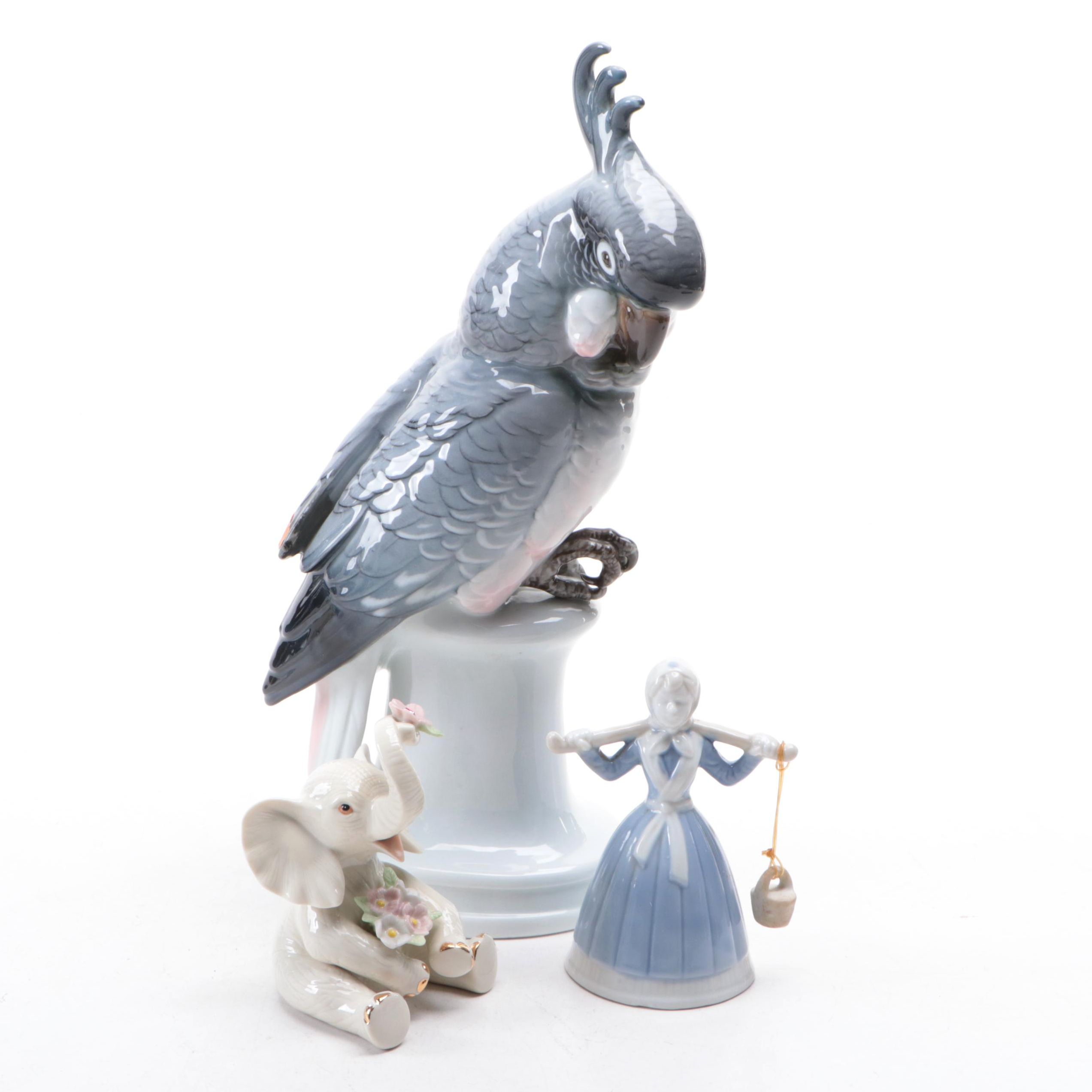 Ens-Porzellan Blue Parrot Figurine with Lenox Elephant and Porcelain ...
