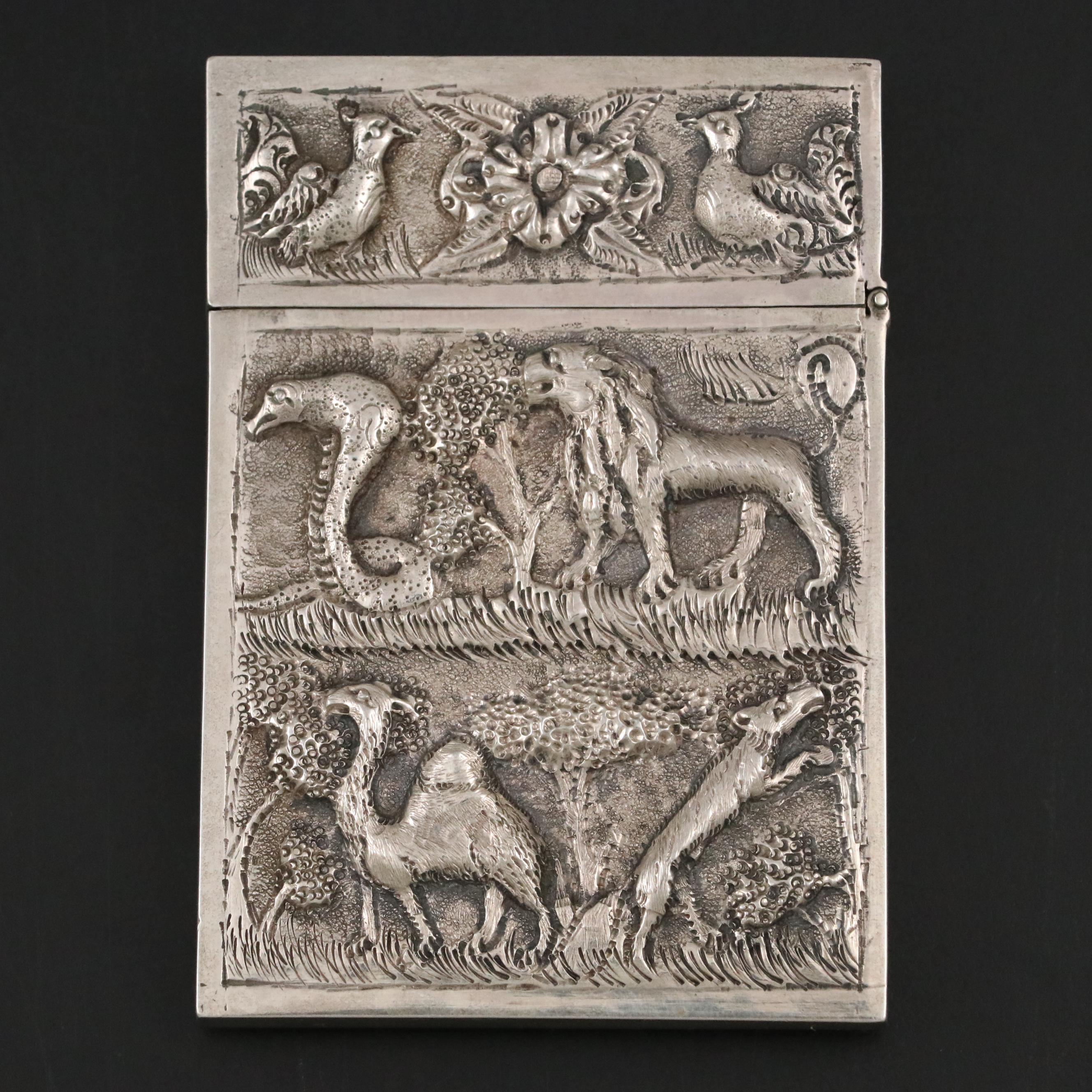 Repoussé Metal Card Case with Animal Motifs | EBTH