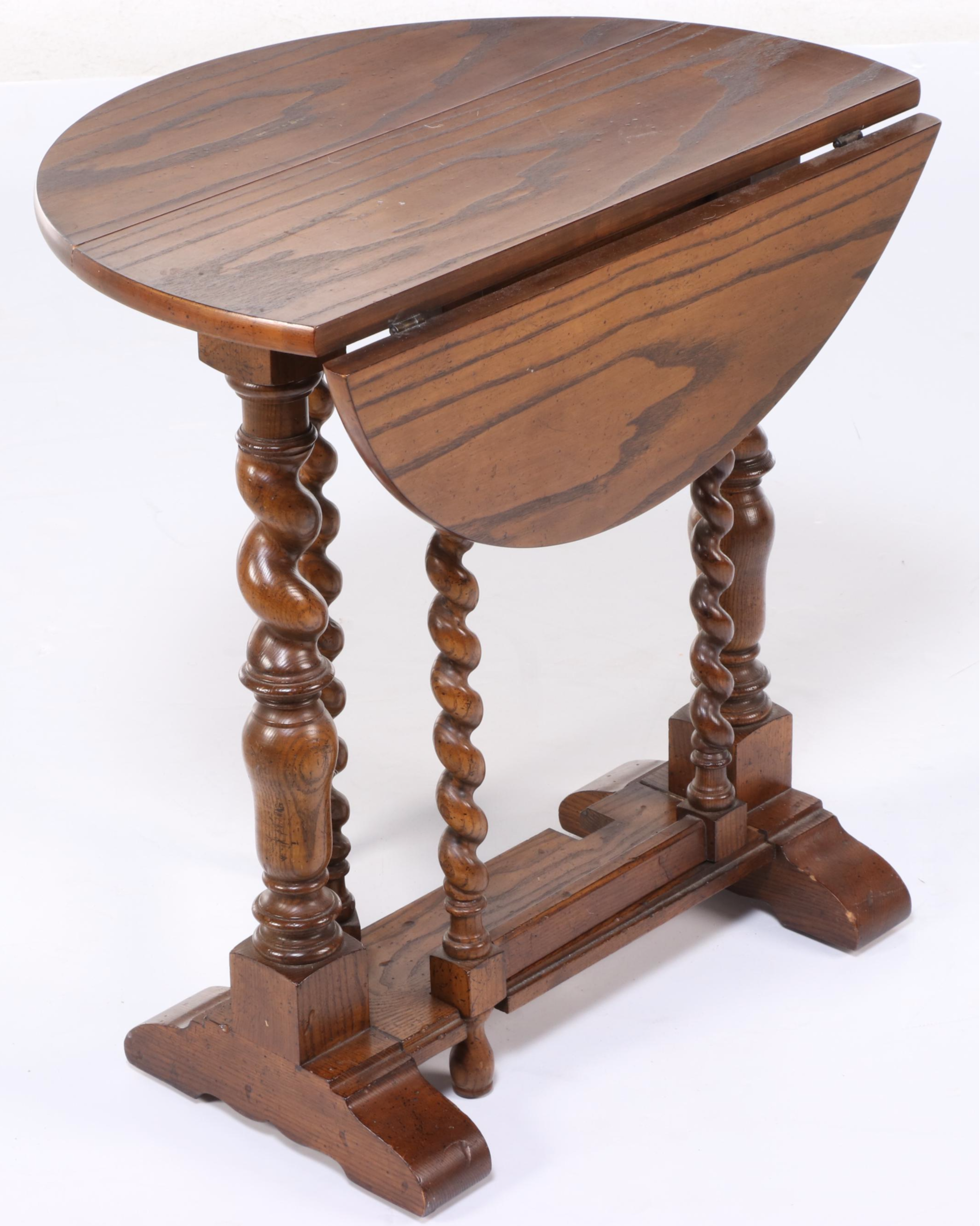 Jacobean Revival Style Oak Barley Twist Gate-Leg Side Table ...