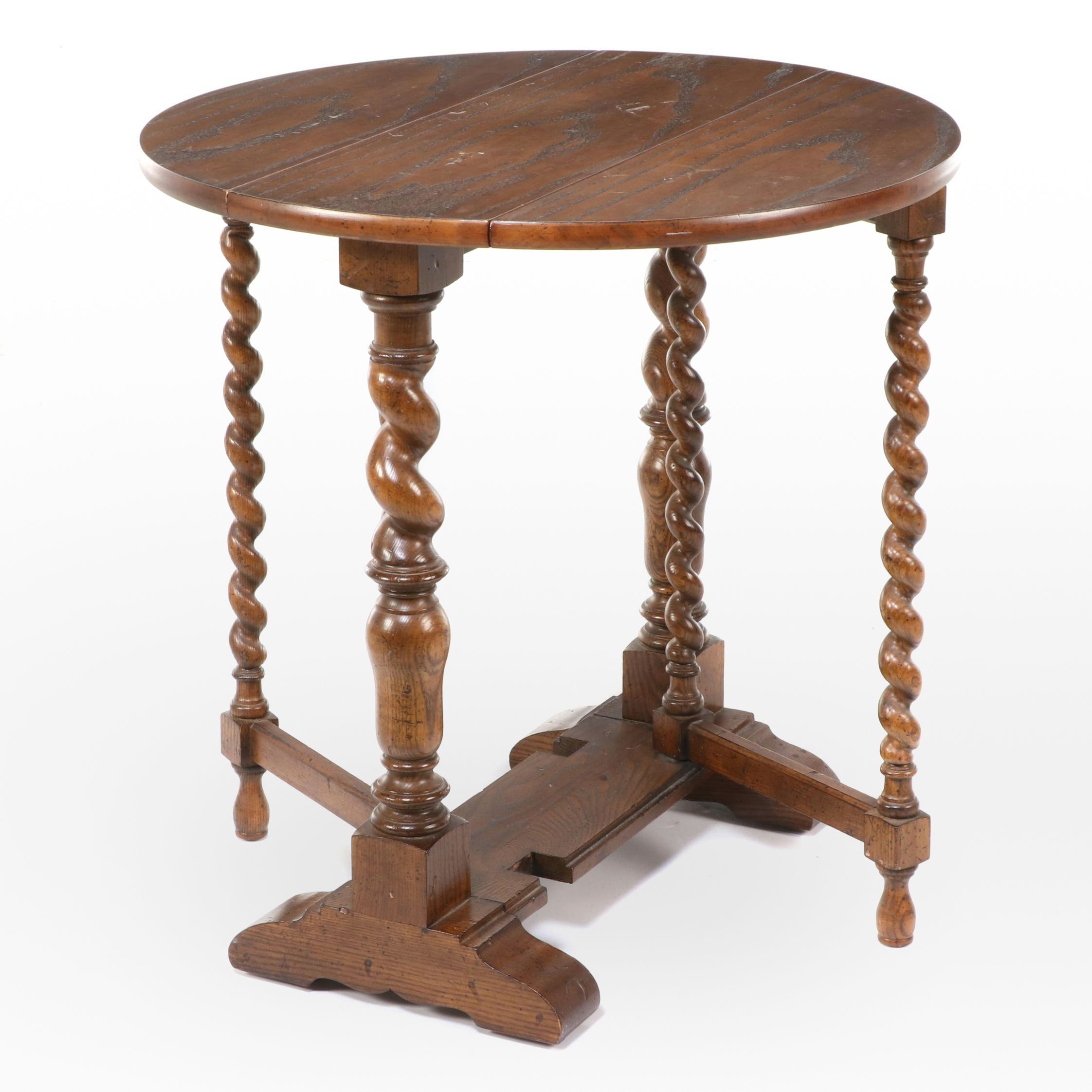 Jacobean Revival Style Oak Barley Twist Gate-Leg Side Table ...