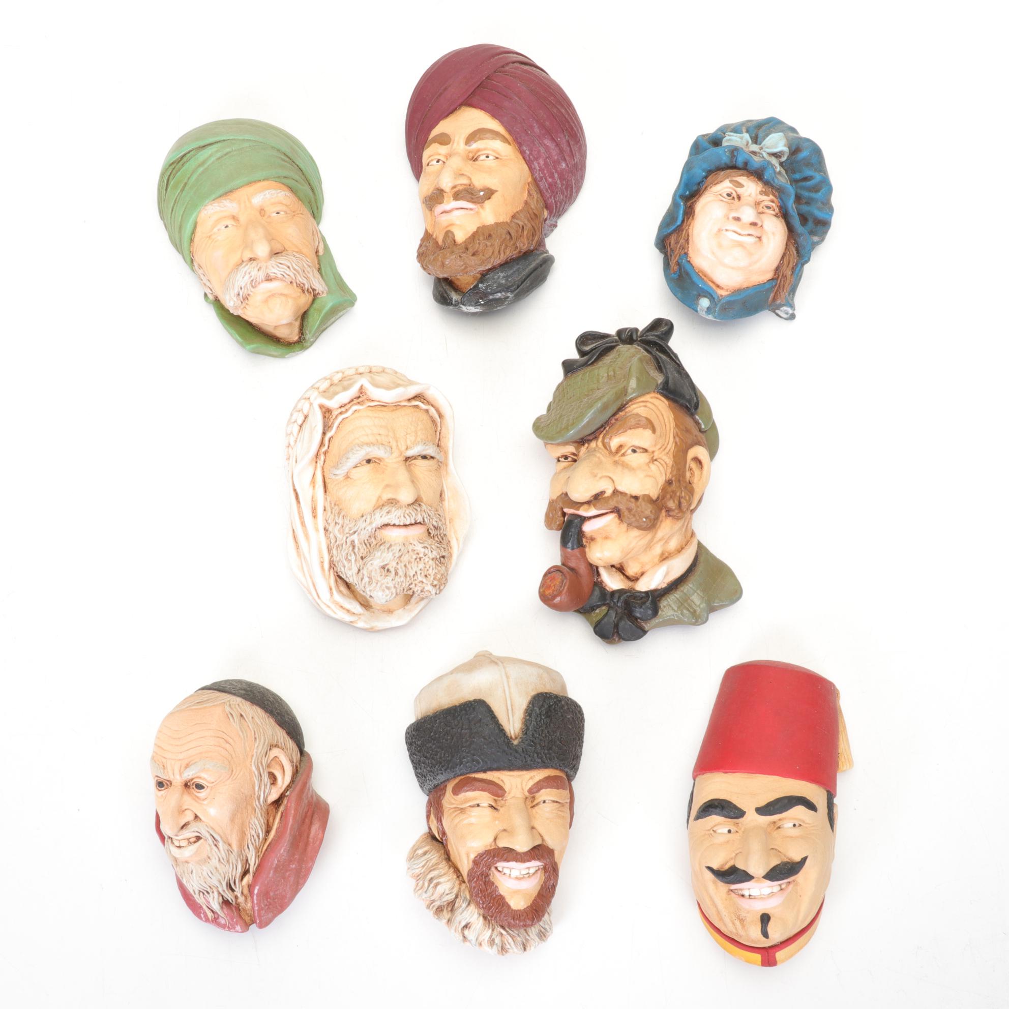 Eight Hand-Painted Chalkware Heads | EBTH