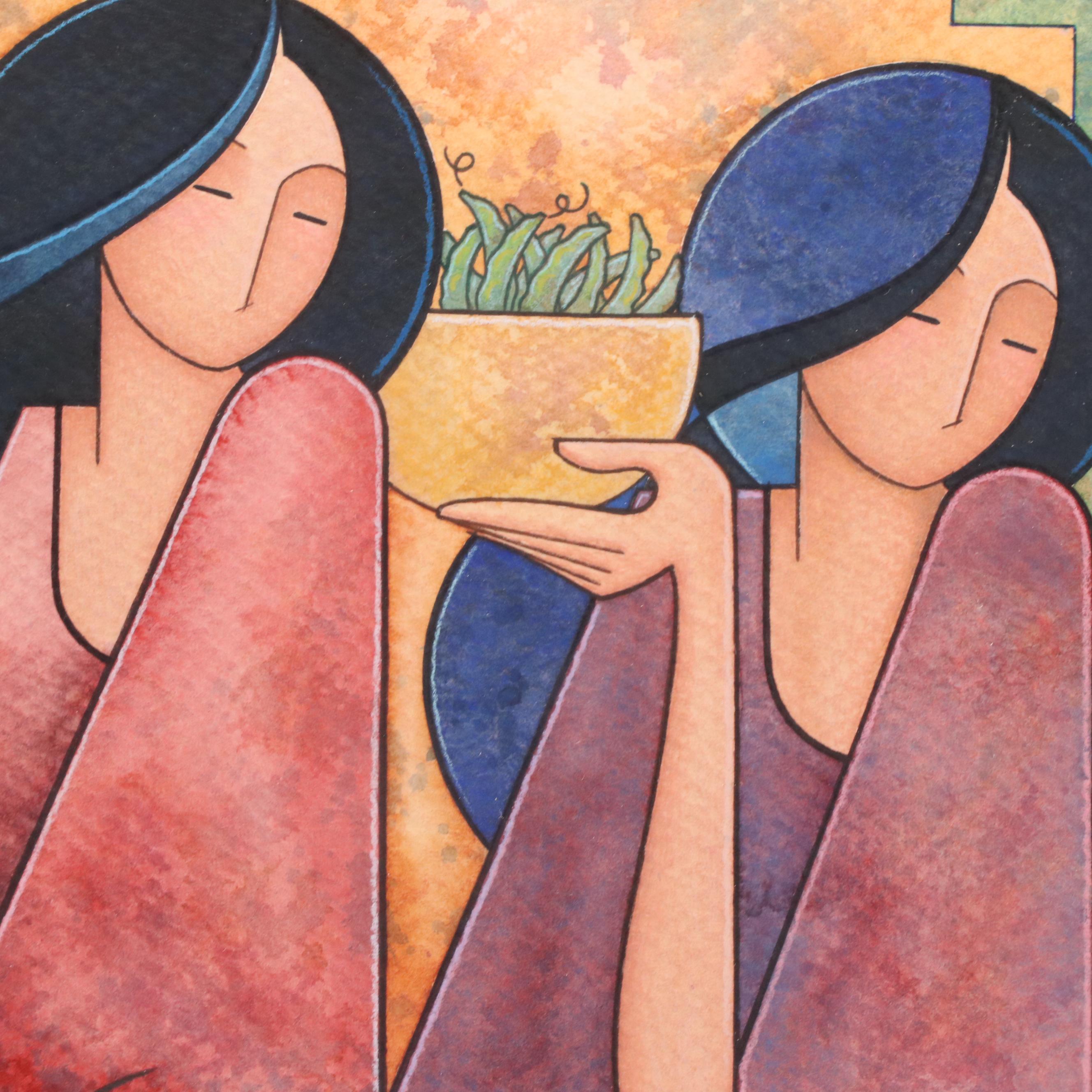 G. E. Mullan Watercolor Painting "The Gift of the Harvest," Circa 1995 ...