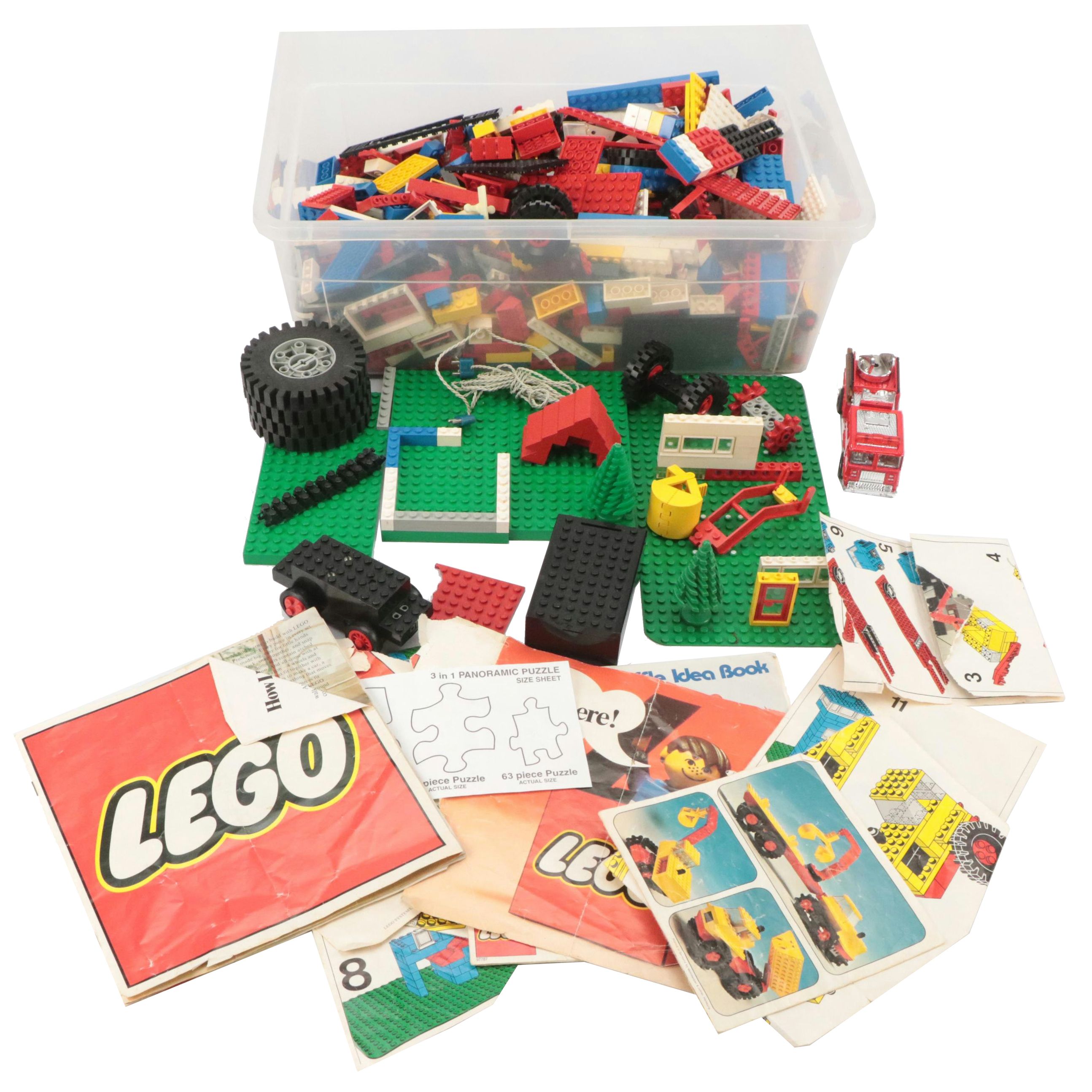 LEGO Bricks and Baseplates with Plastic Tote and Assembly Instructions ...